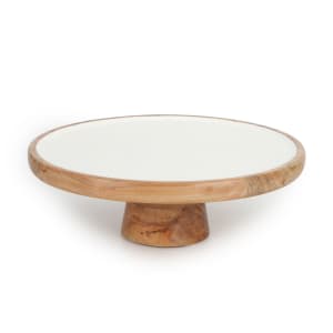 White Enamel and Acacia Wood Serve Stand - Kmart