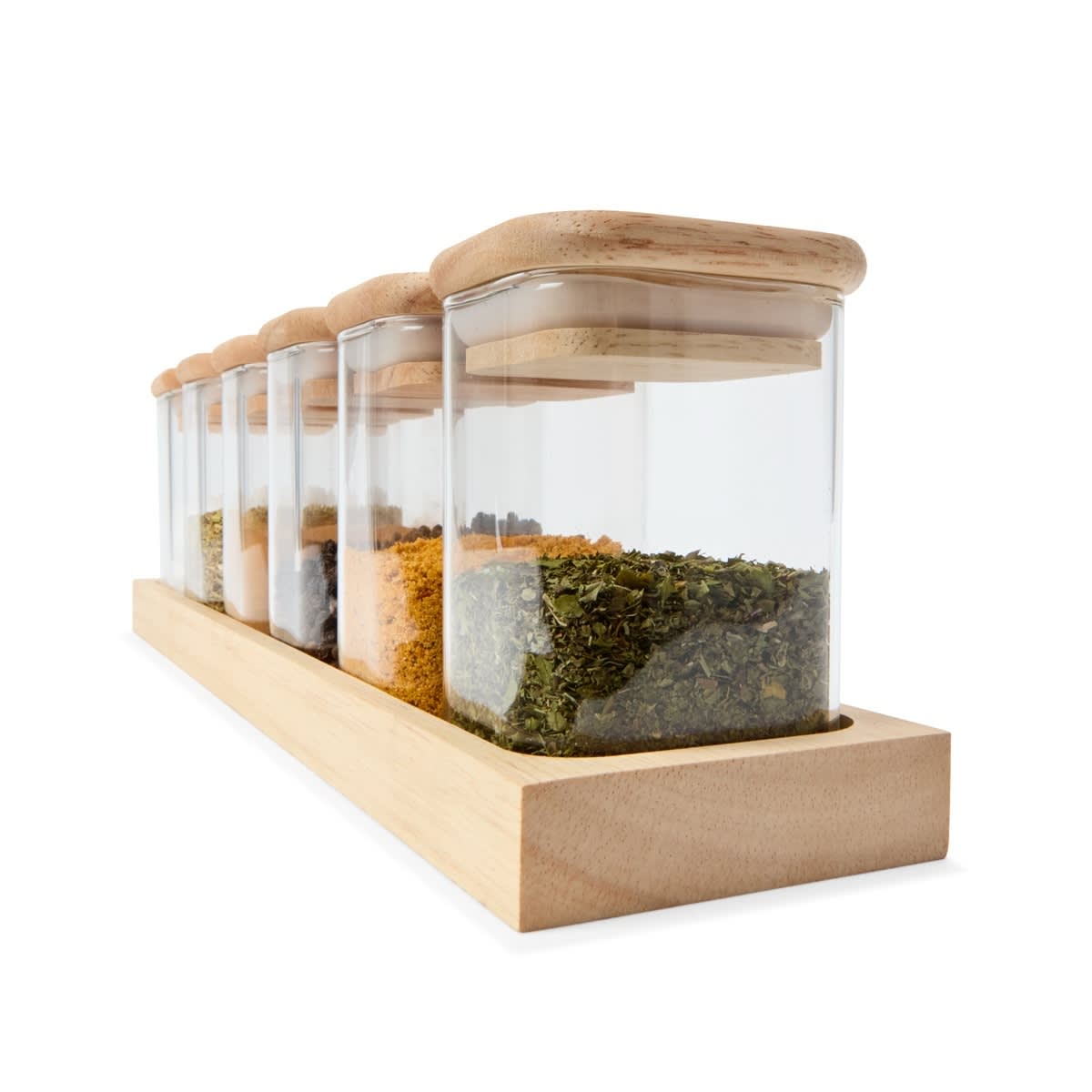 Set of 6 Square Spice Jars with Tray - Kmart NZ