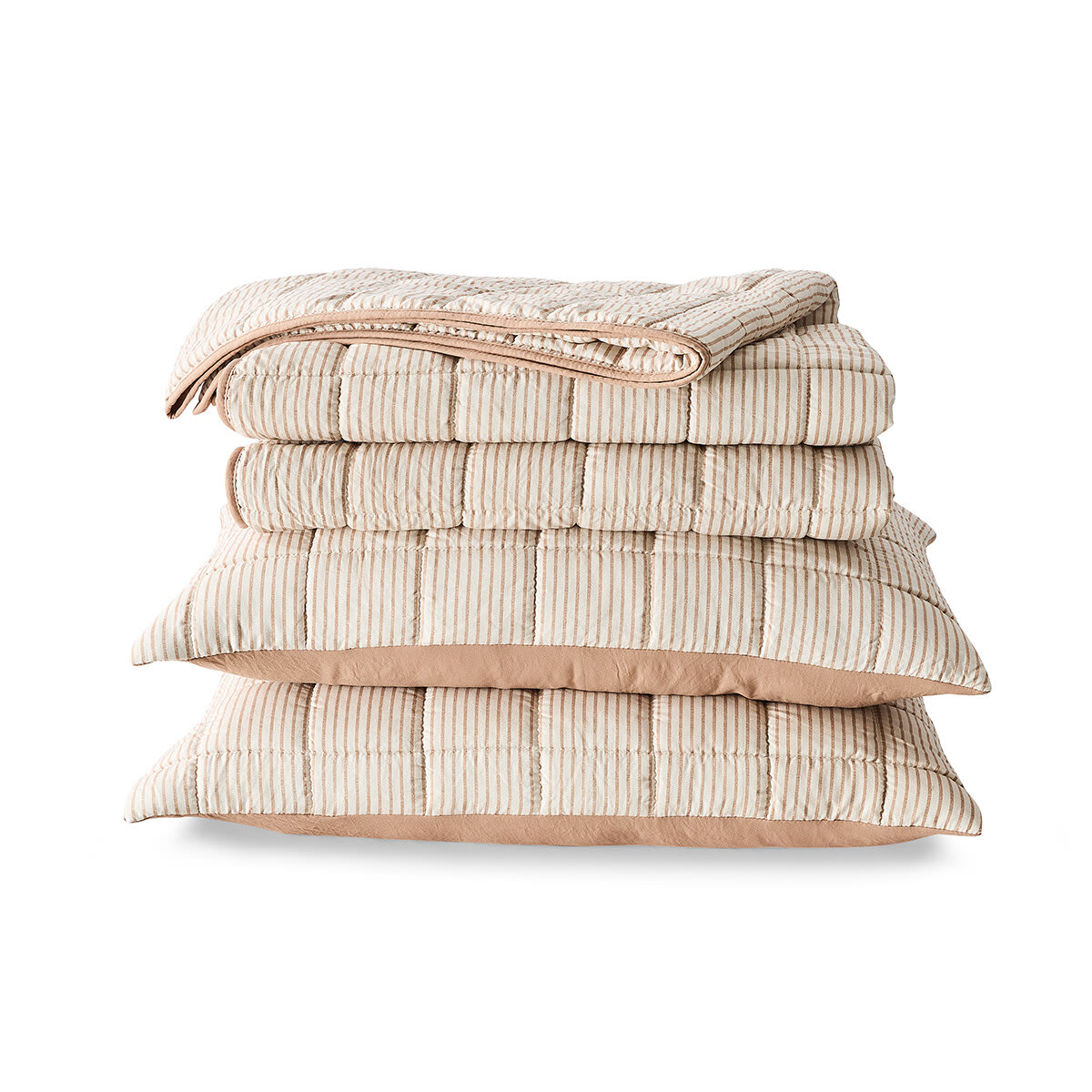 Stripe Reversible Coverlet Set - Queen/King Bed, Tan - Kmart NZ