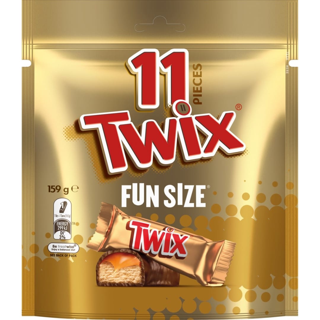 11 Piece Twix Fun Size Milk Chocolate Caramel Biscuit Party Share Bag ...