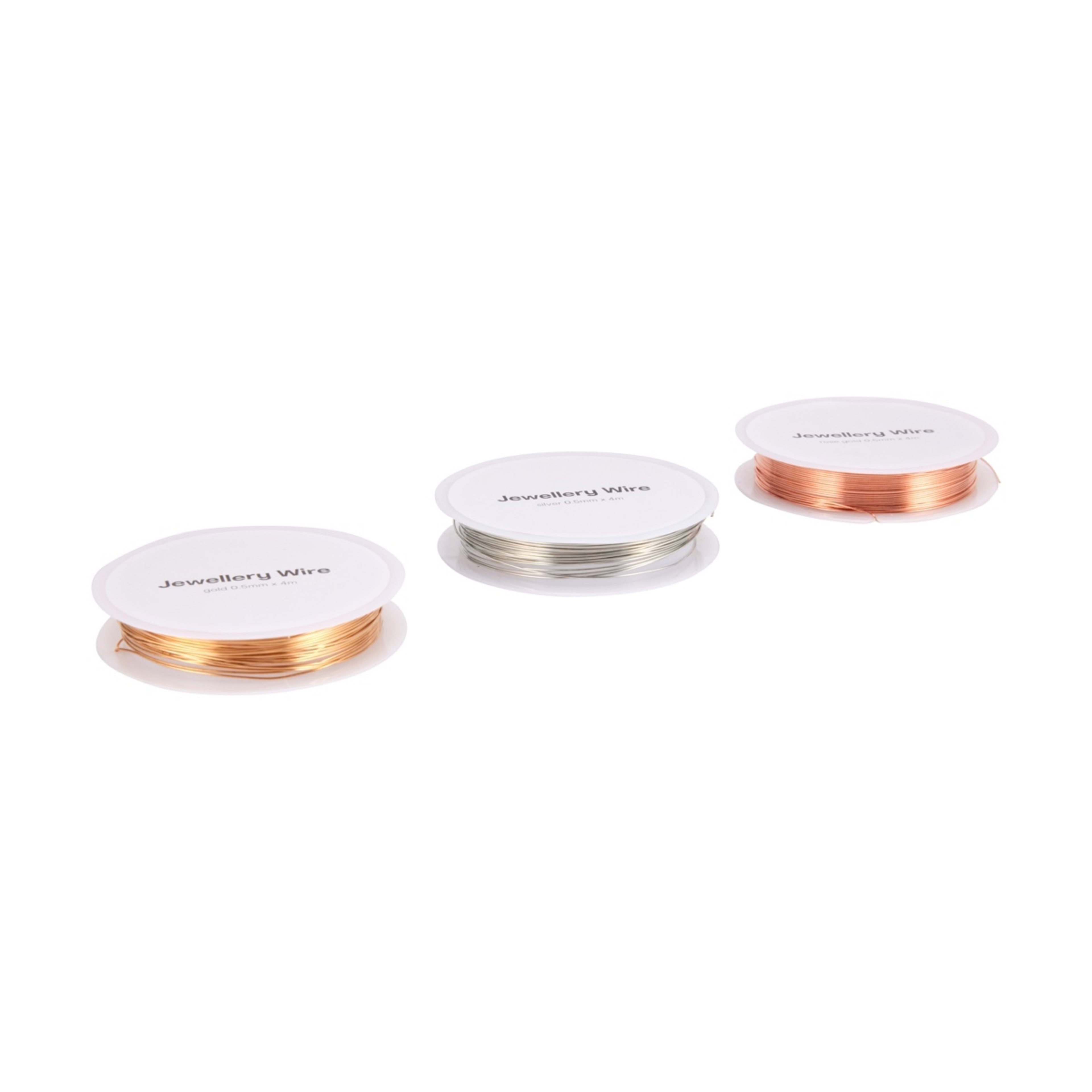 3 Pack Jewellery Wire - Gold Look, Silver Look and Rose Gold Look - Kmart