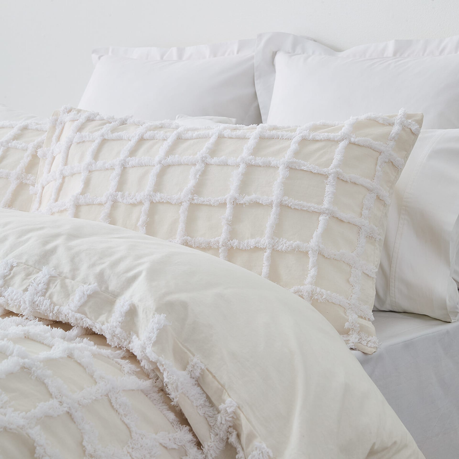 Ari Cotton Quilt Cover Set - Super King Bed, White - Kmart