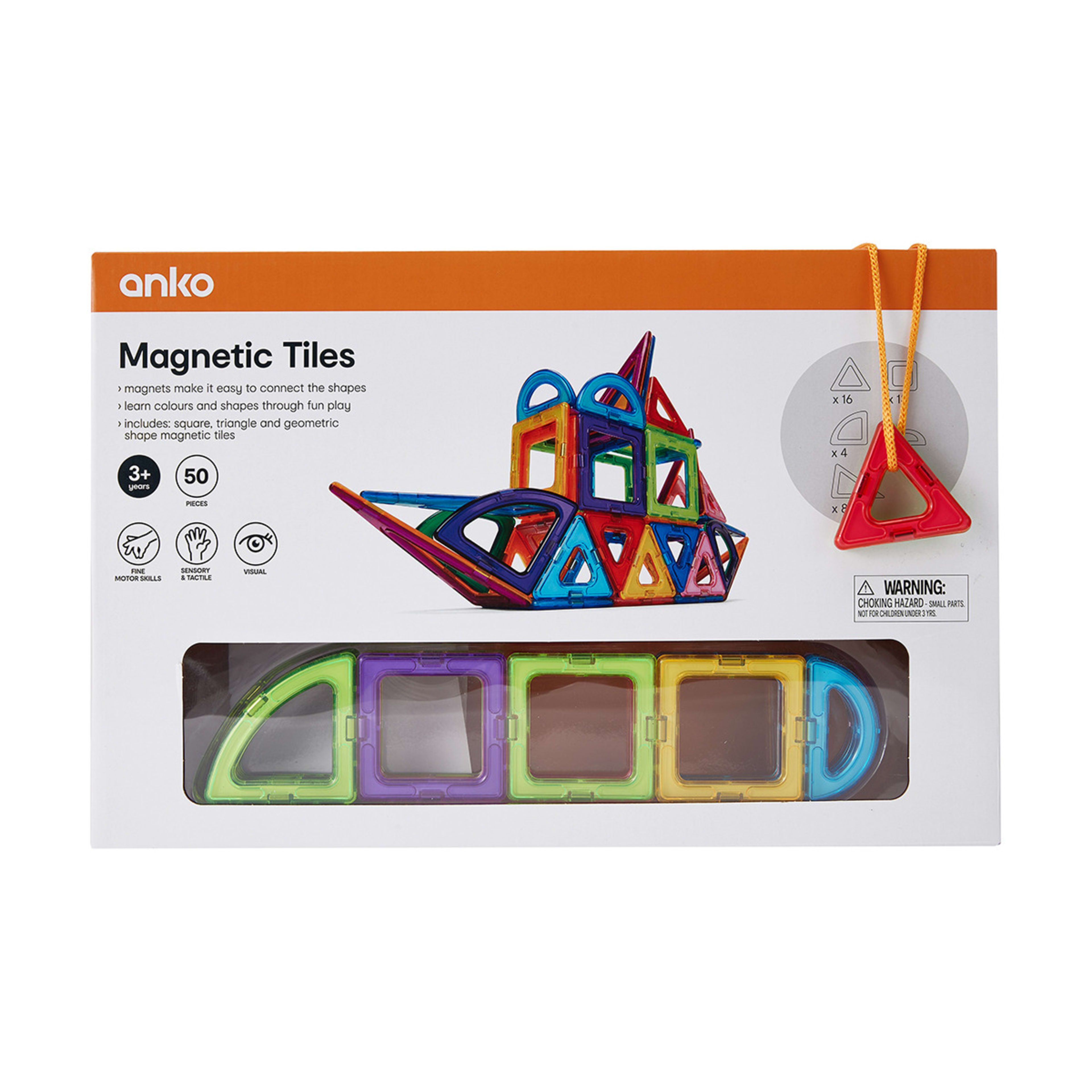 50 Piece Magnetic Tiles Playset - Kmart