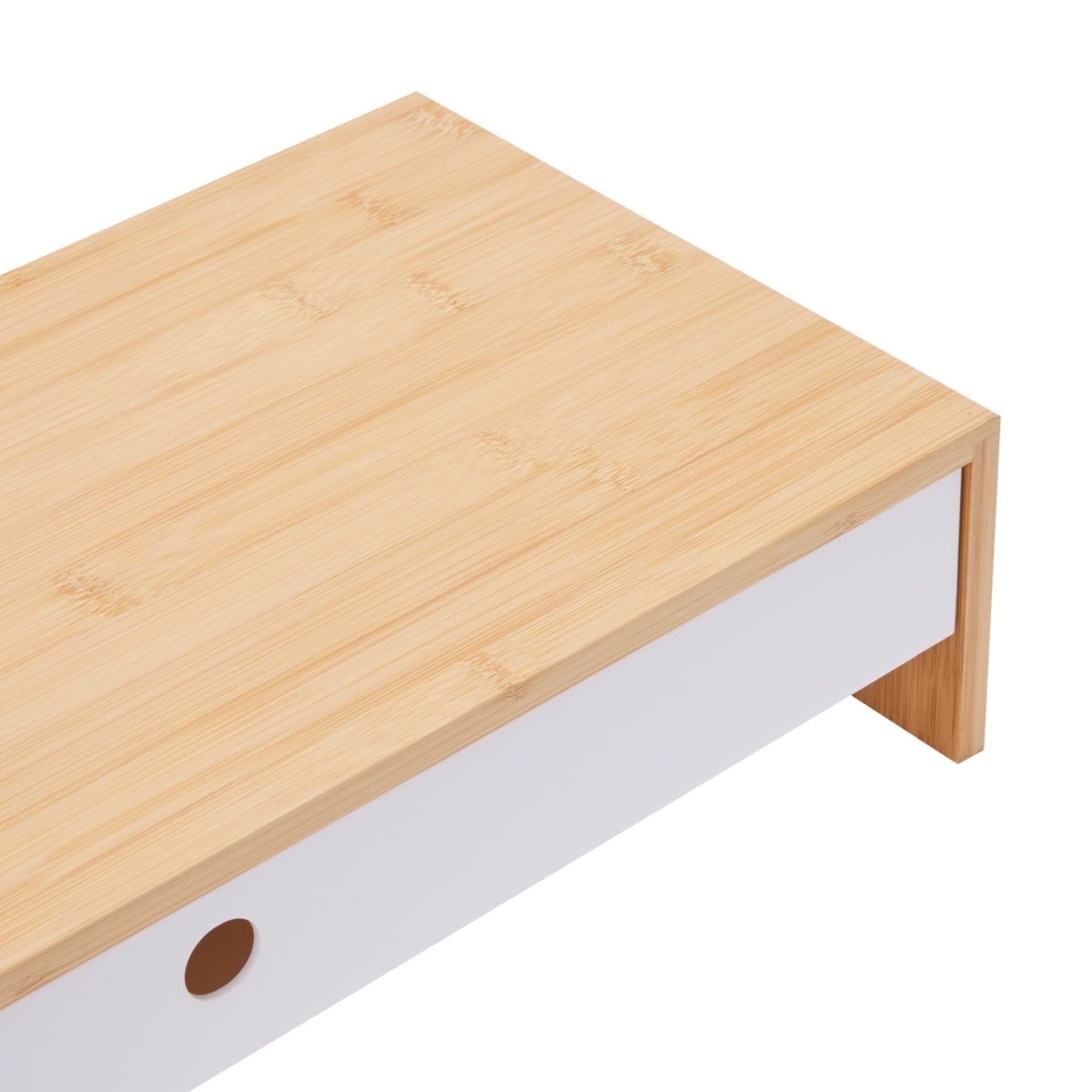 Bamboo and Plastic Monitor Stand with Drawer - White - Kmart