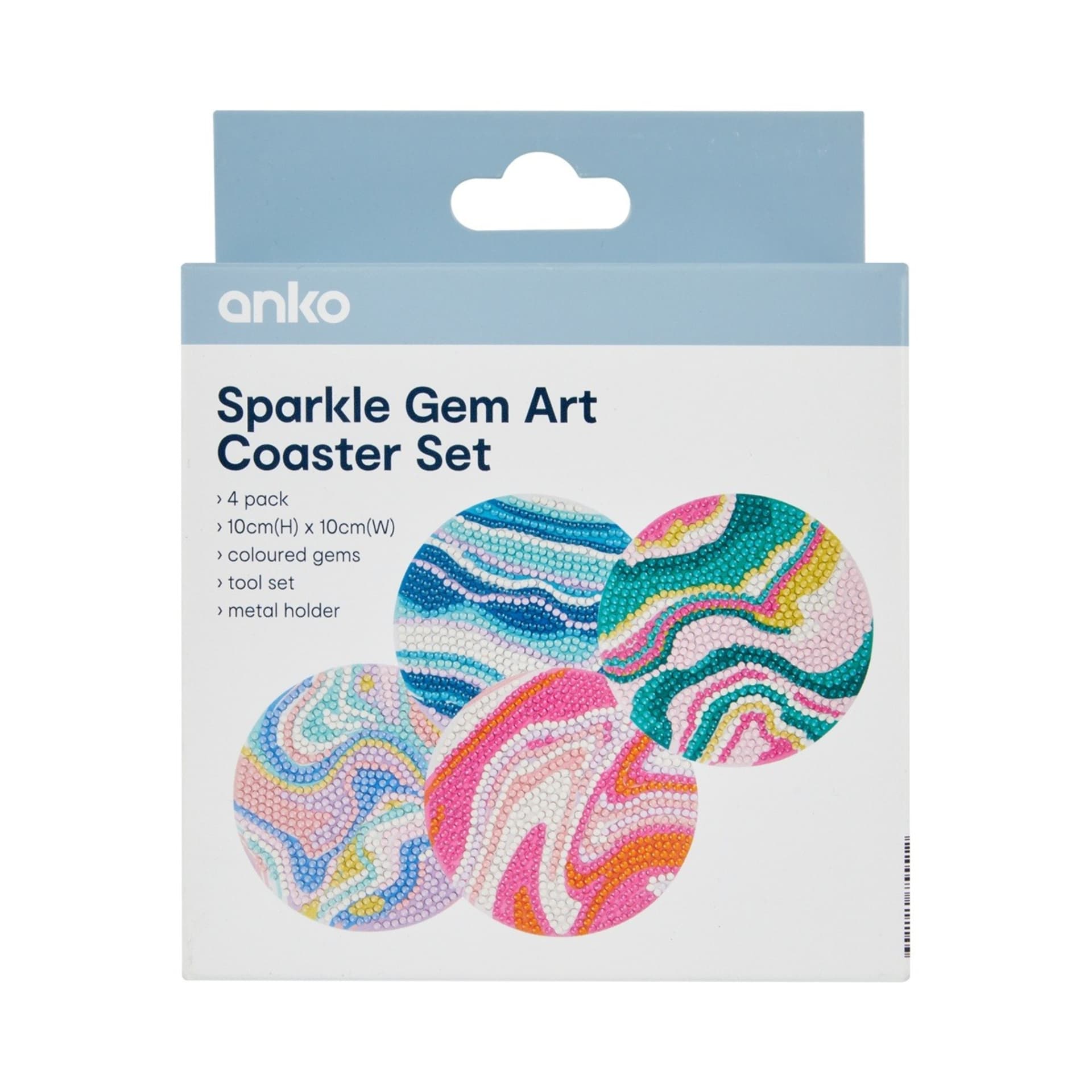 4 Pack Sparkle Gem Art Coaster Set - Marble - Kmart