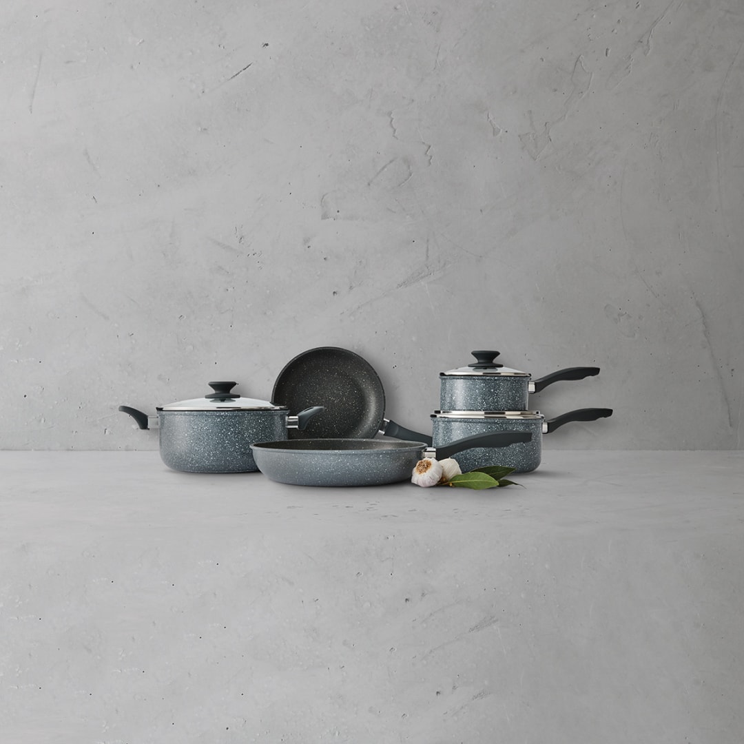 5 Piece Cookware Set - Stone Grey - Kmart NZ