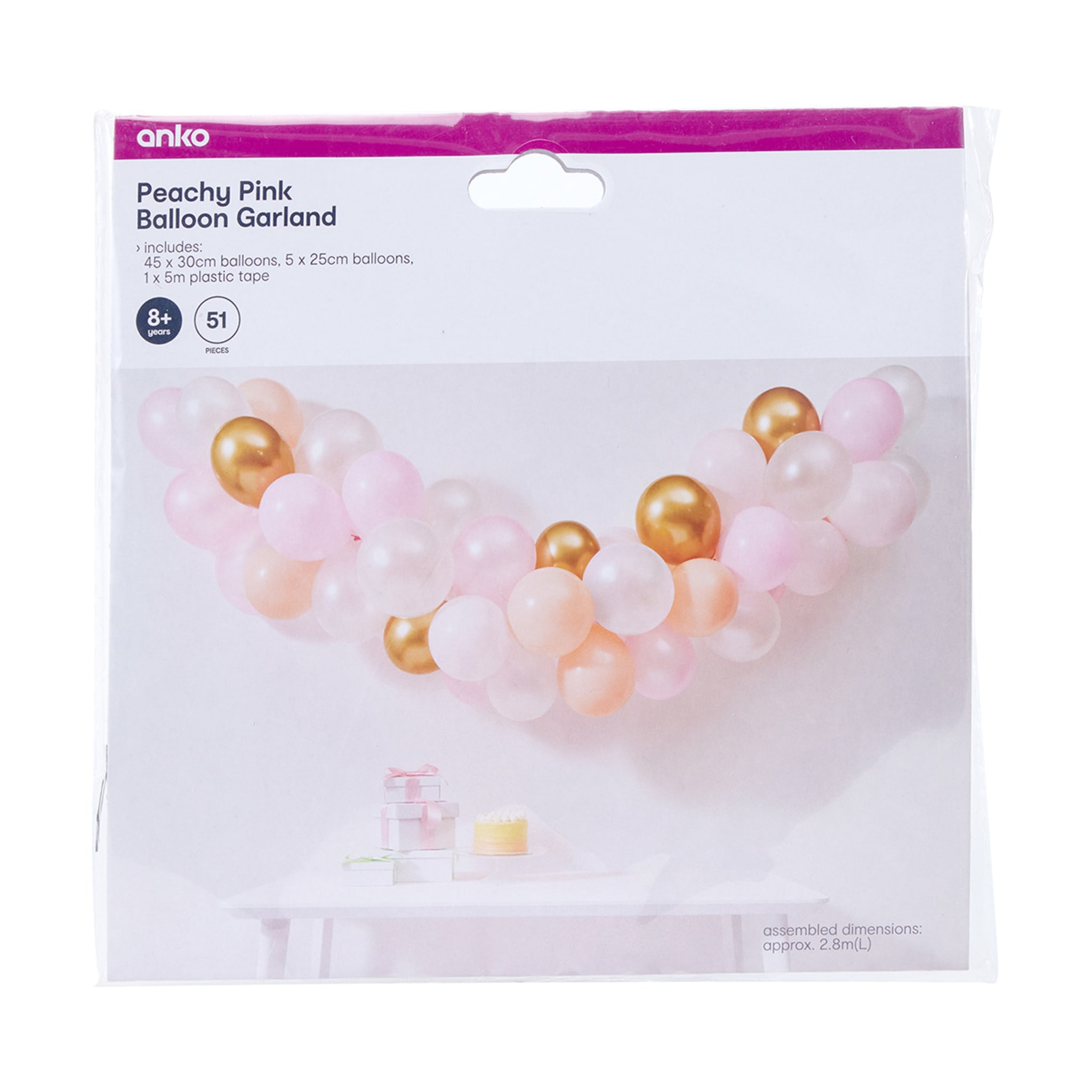 Peachy Pink Balloon Garland - Kmart