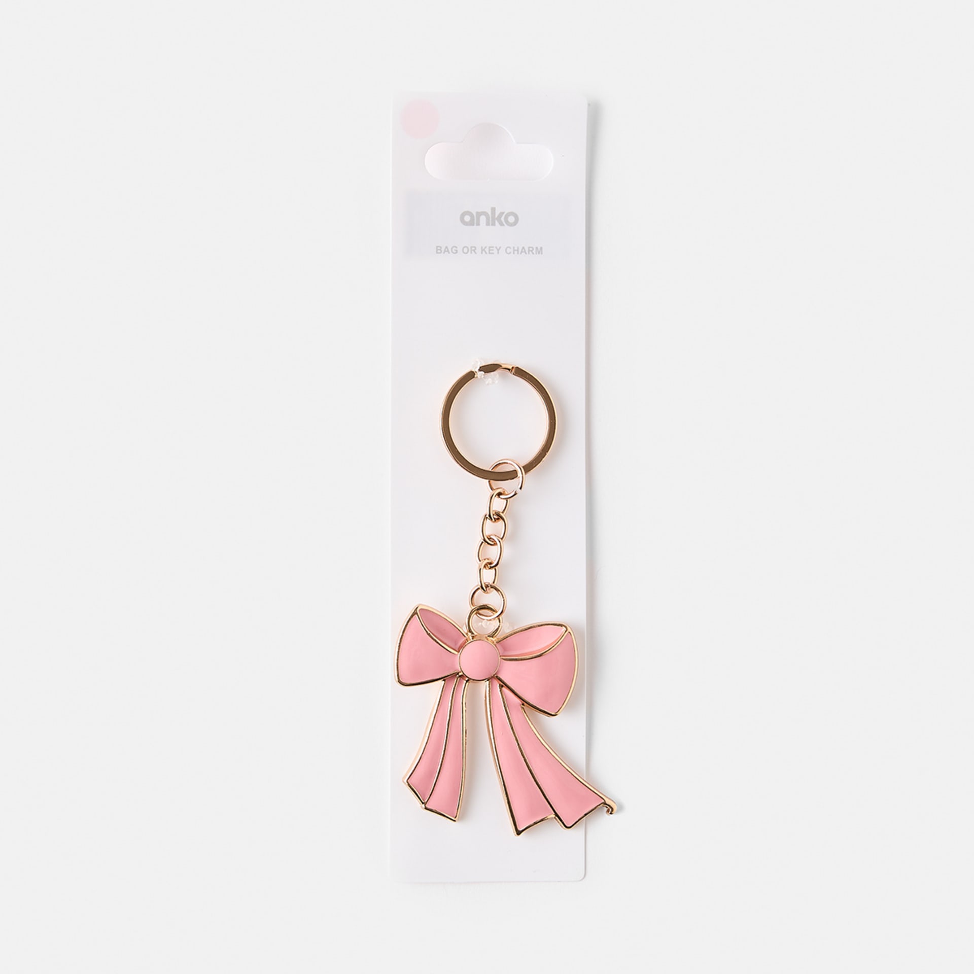 Bow Keyring - Gold Tone and Pink - Kmart