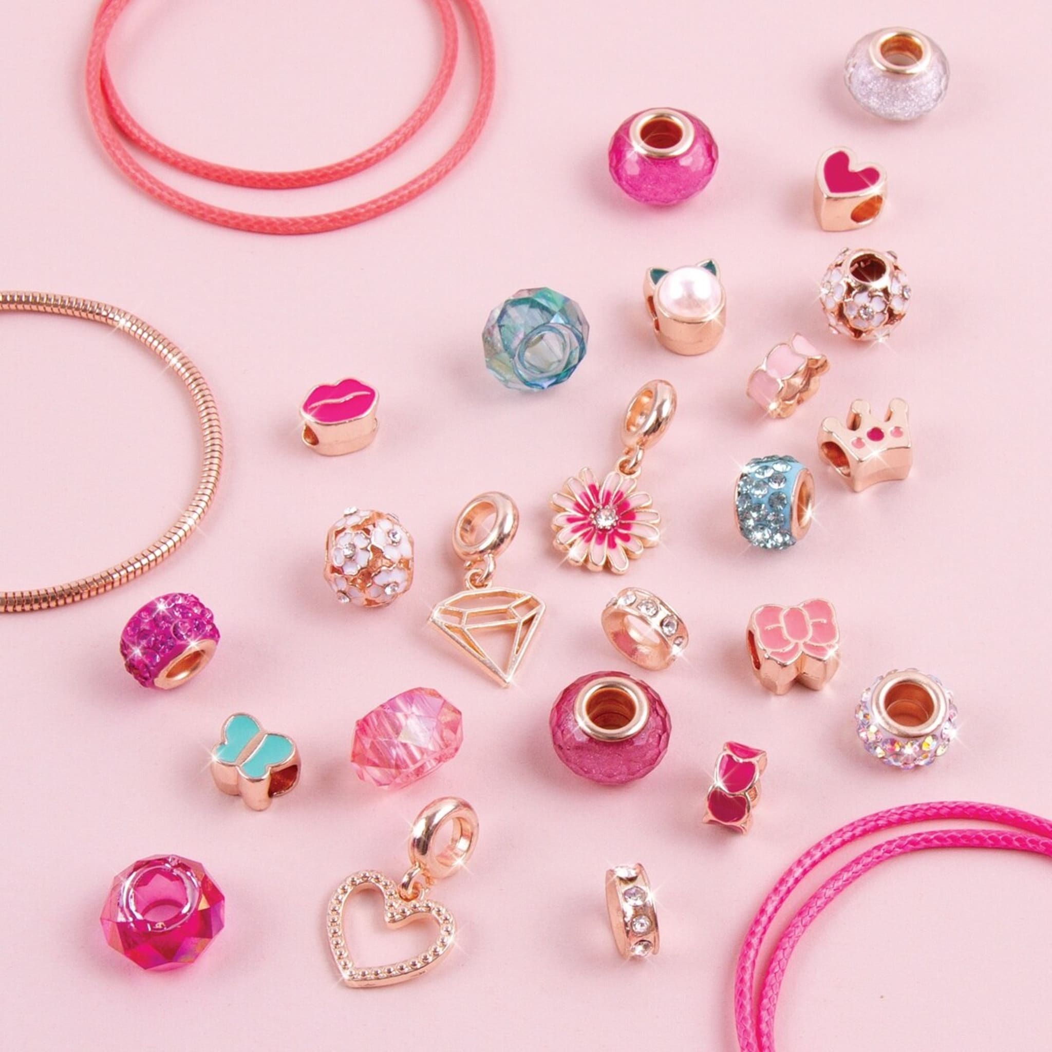 28 Piece Make It Real Halo Charms Bracelets: Think Pink Kit - Kmart