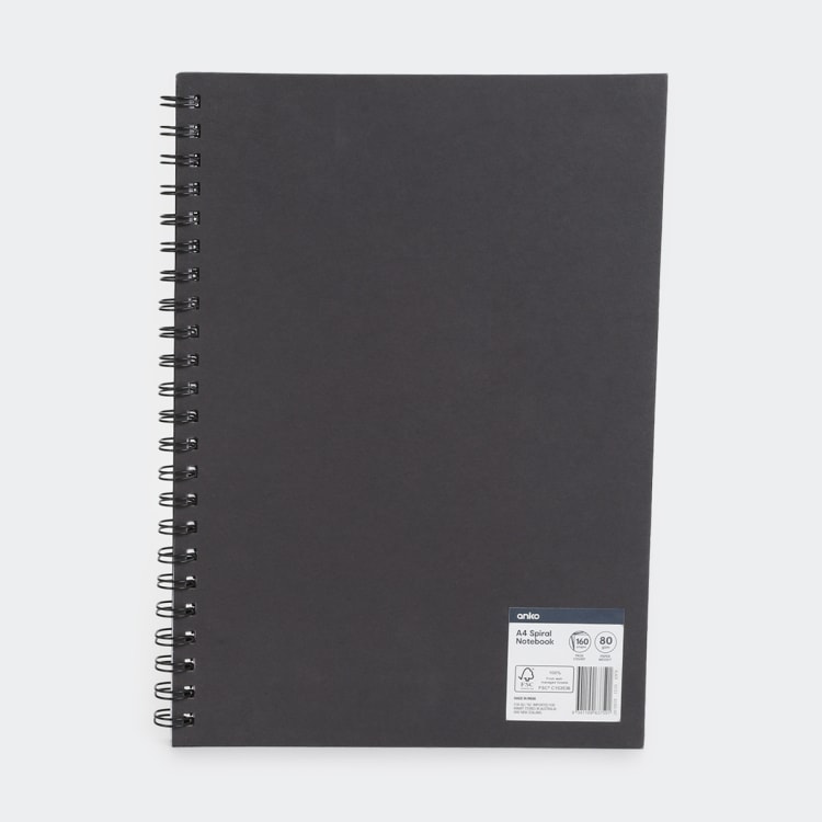 A4 Spiral Notebook - Black - Kmart