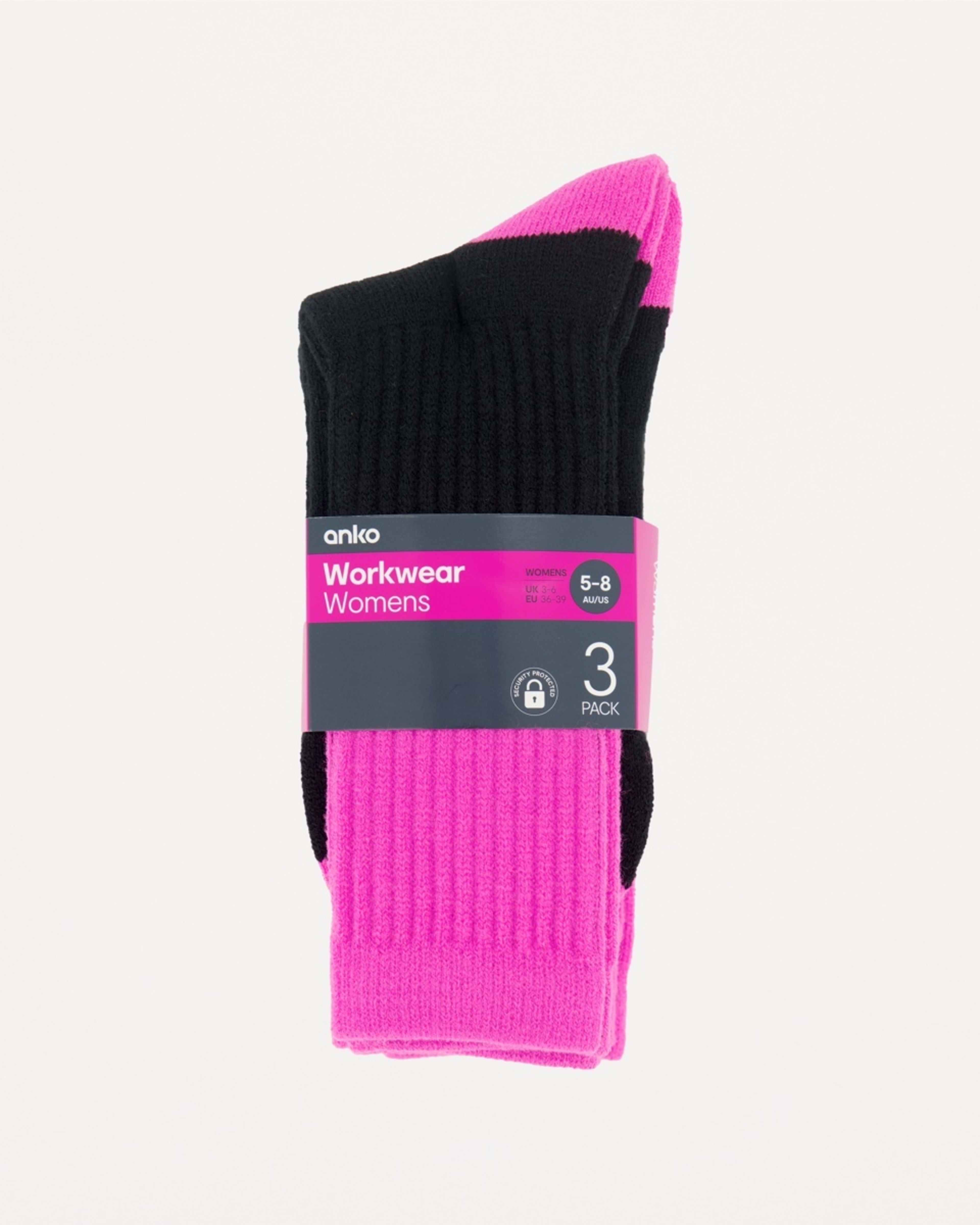 3 Pack Ribbed Full Terry Foot Work Socks - Kmart NZ