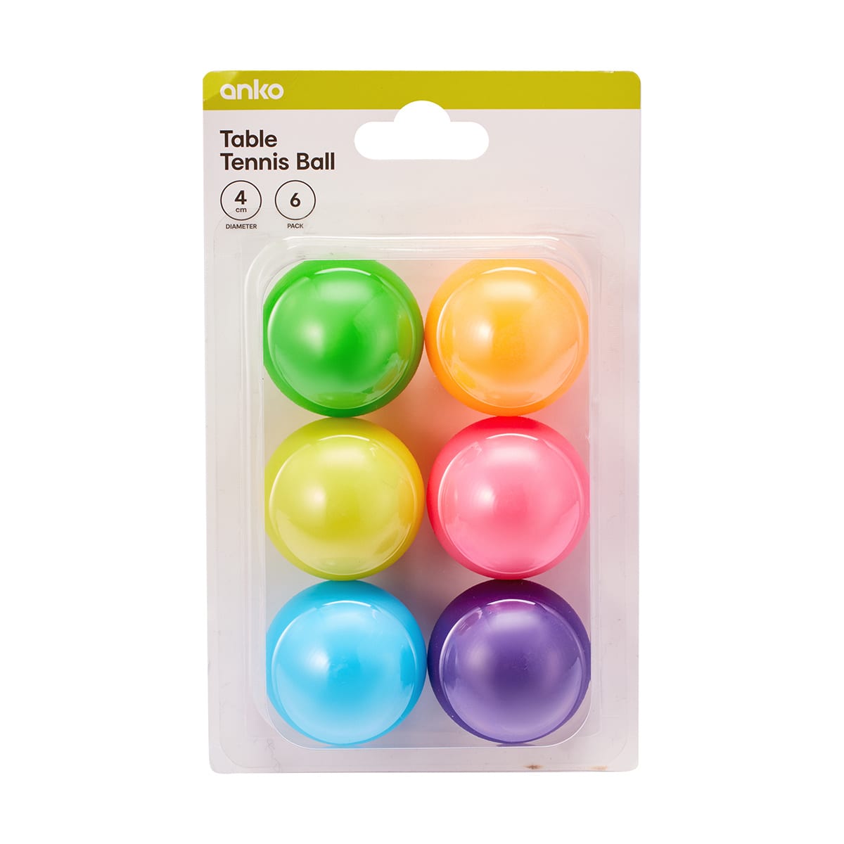 6 Pack Table Tennis Balls - Bright - Kmart
