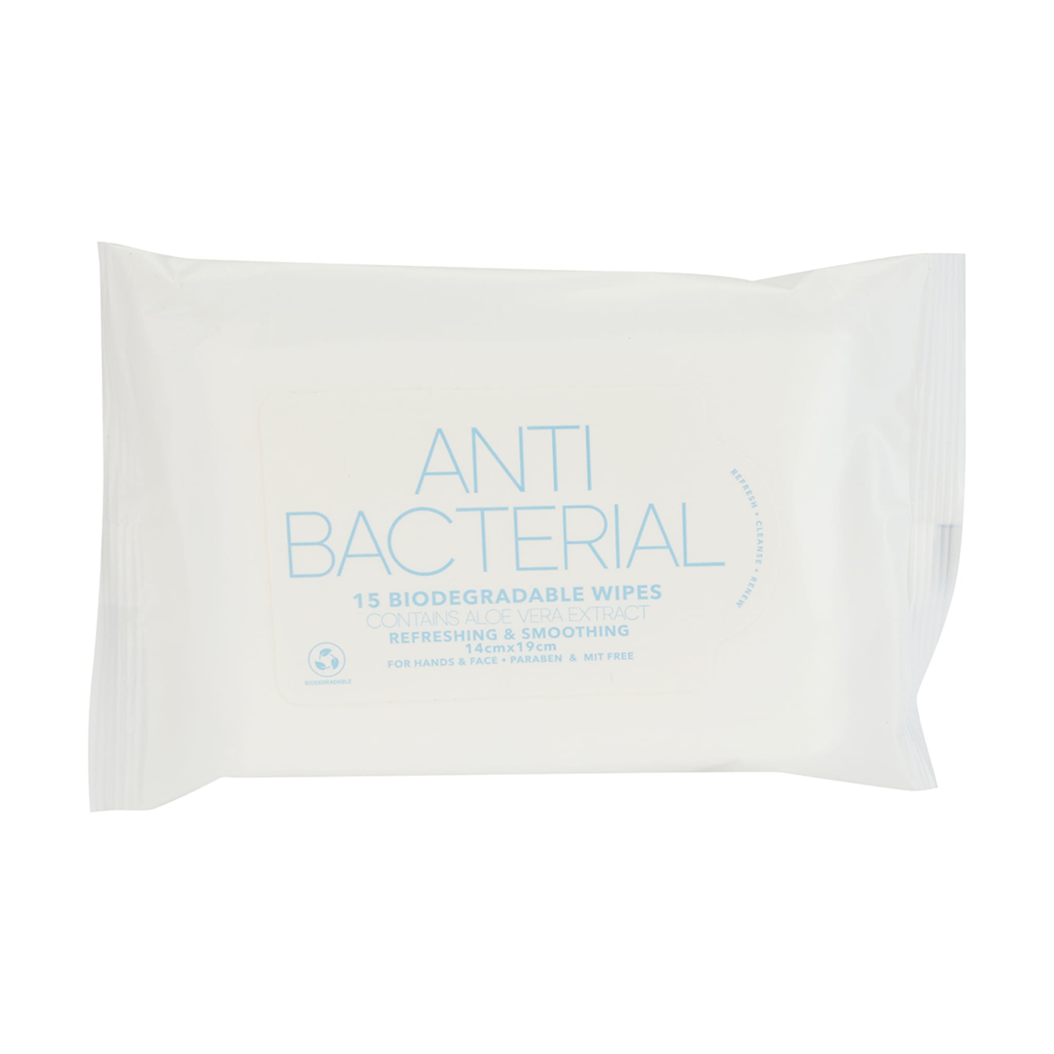 15 Pack Refreshing & Smoothing Wipes - Anti Bacterial - Kmart