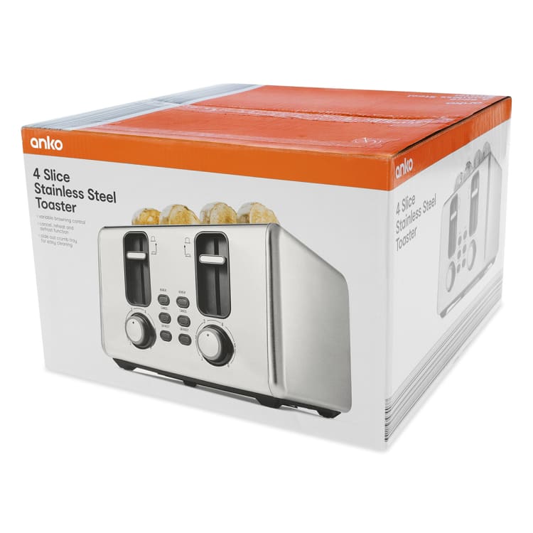 4 Slice Stainless Steel Toaster - Kmart
