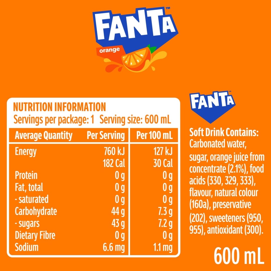 Fanta Orange Soft Drink Bottle 600ml - Kmart