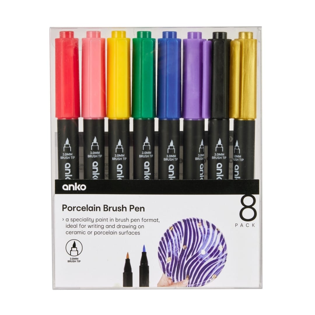 8 Pack Porcelain Brush Pens - Kmart