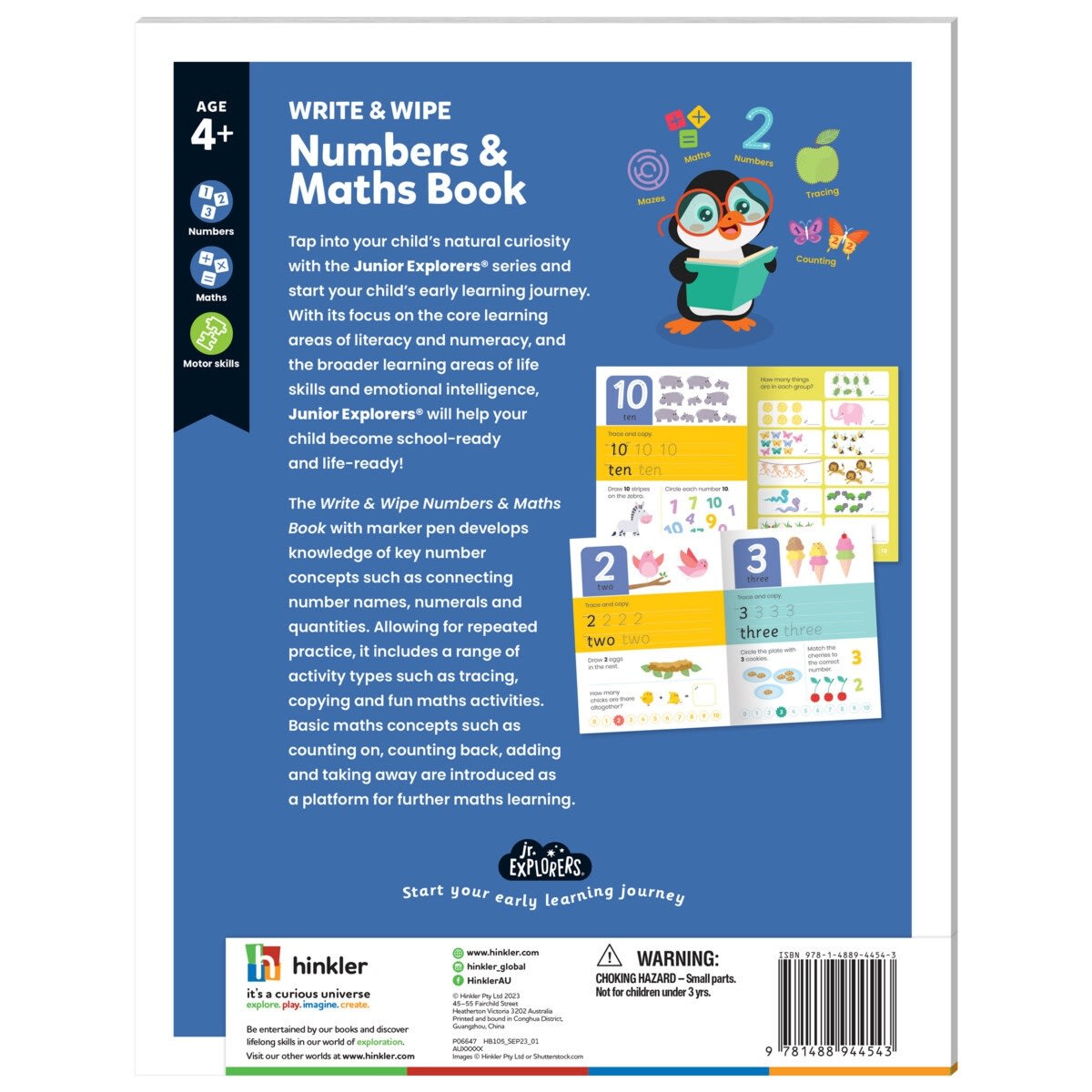 Junior Explorers: Write and Wipe Numbers and Maths Book - Kmart