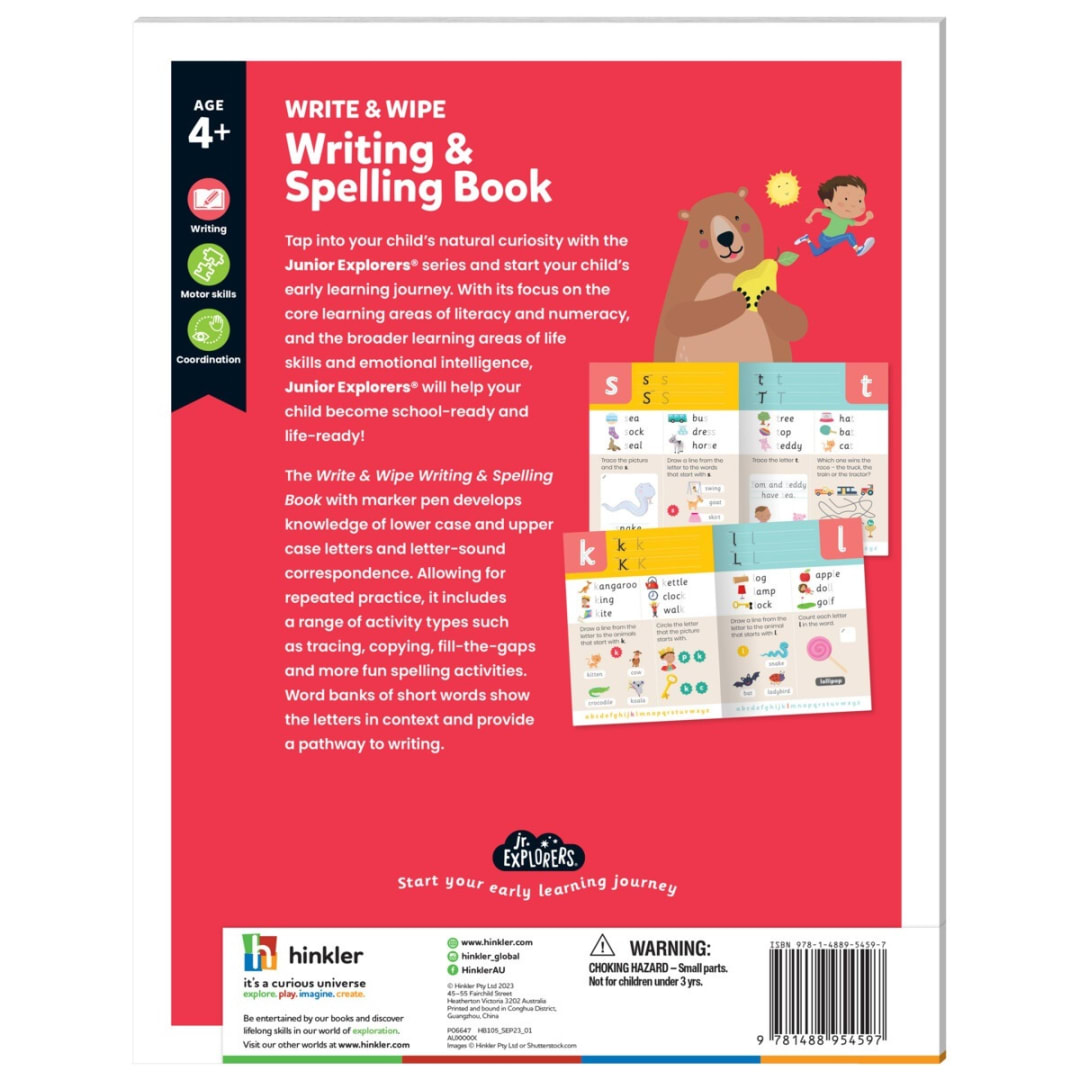 Junior Explorers: Write and Wipe Writing and Spelling Book - Kmart