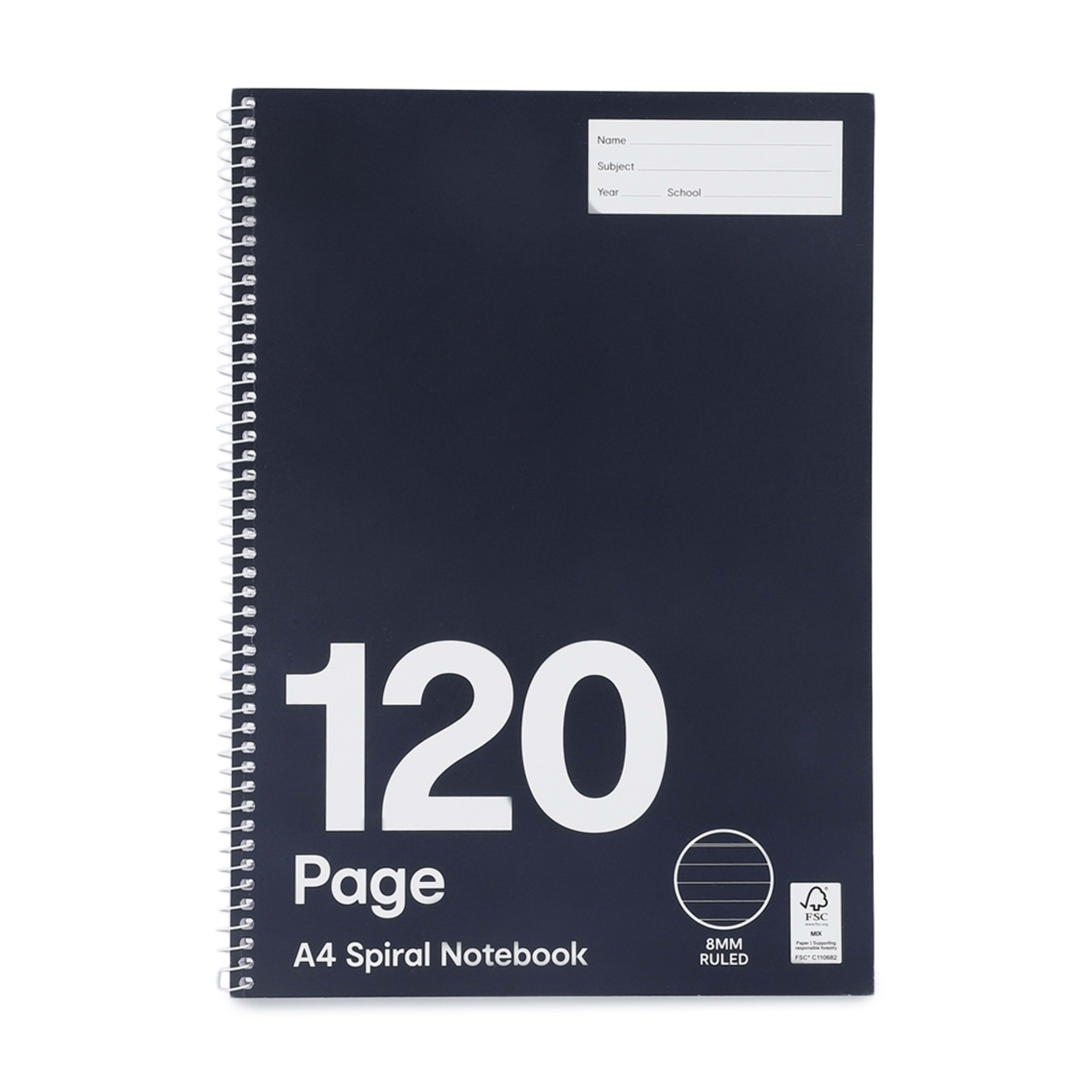 5 Pack 120 Page A4 Spiral Notebook - Black - Kmart