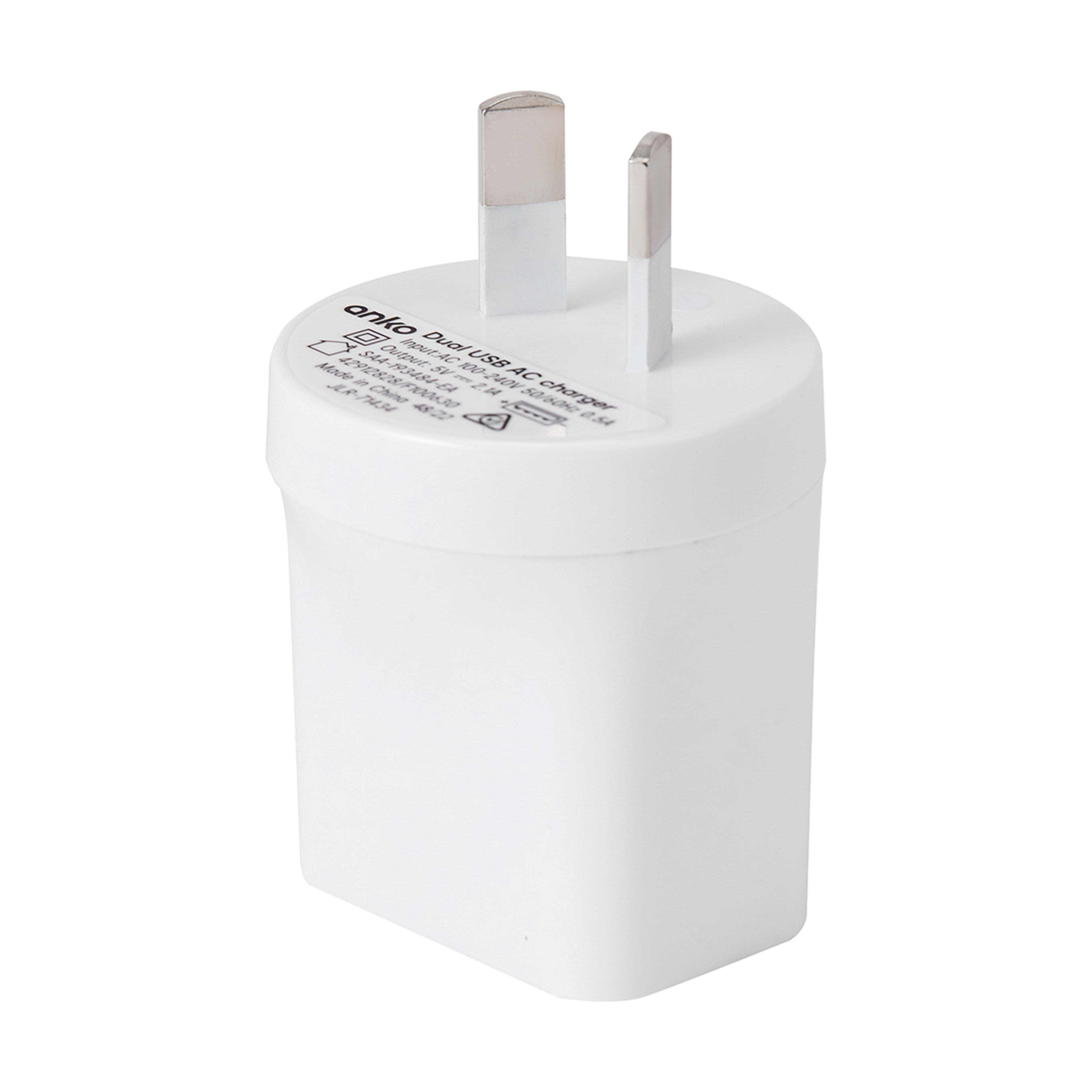 USB 2 Port Wall Charger - White - Kmart