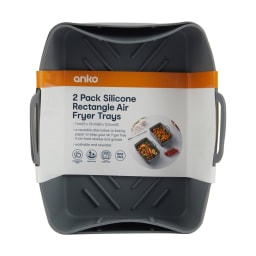 2 Pack Silicone Rectangle Air Fryer Trays - Grey - Kmart NZ