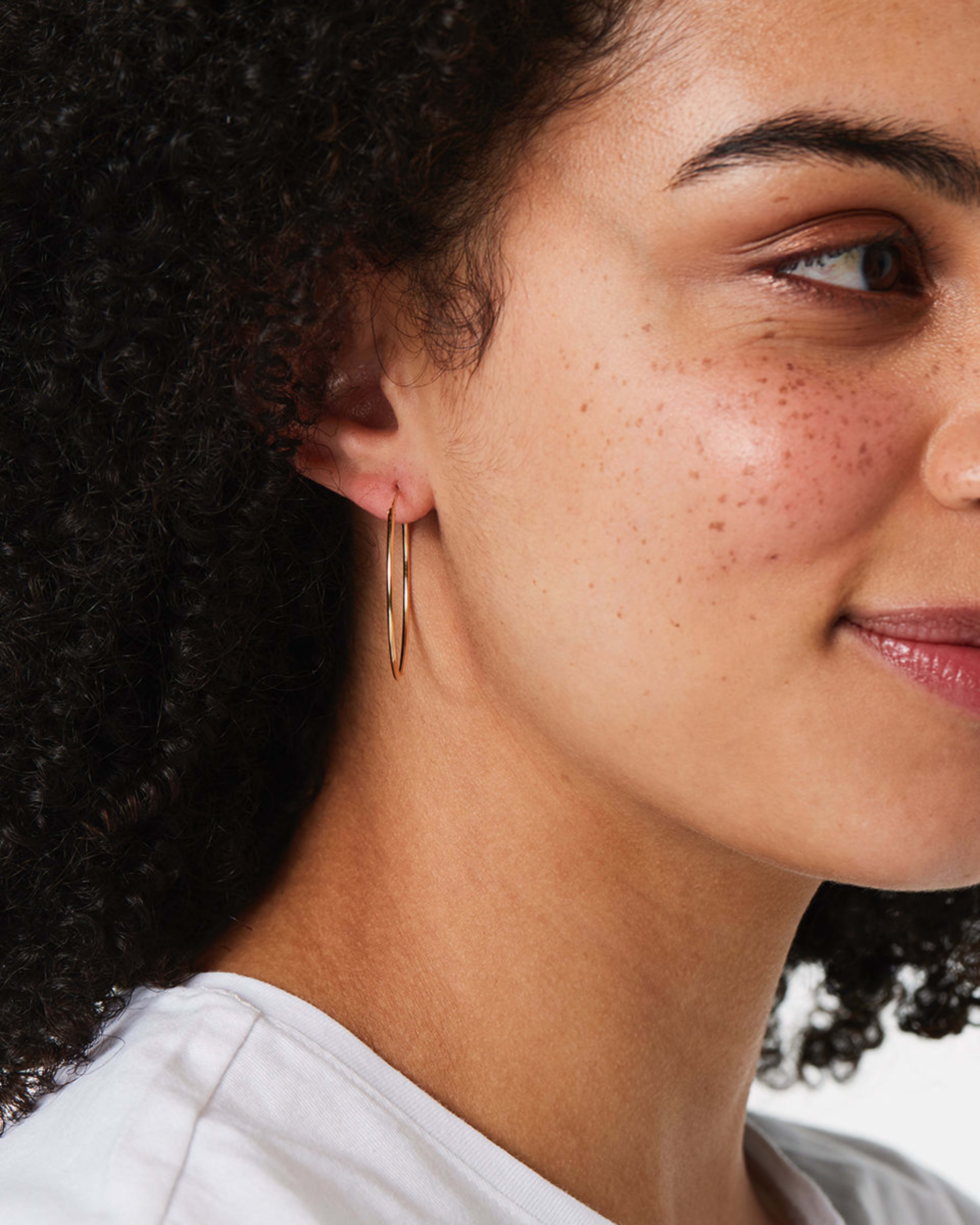 Gold Plated Sterling Silver Medium Thin Hoop Earrings - Kmart NZ