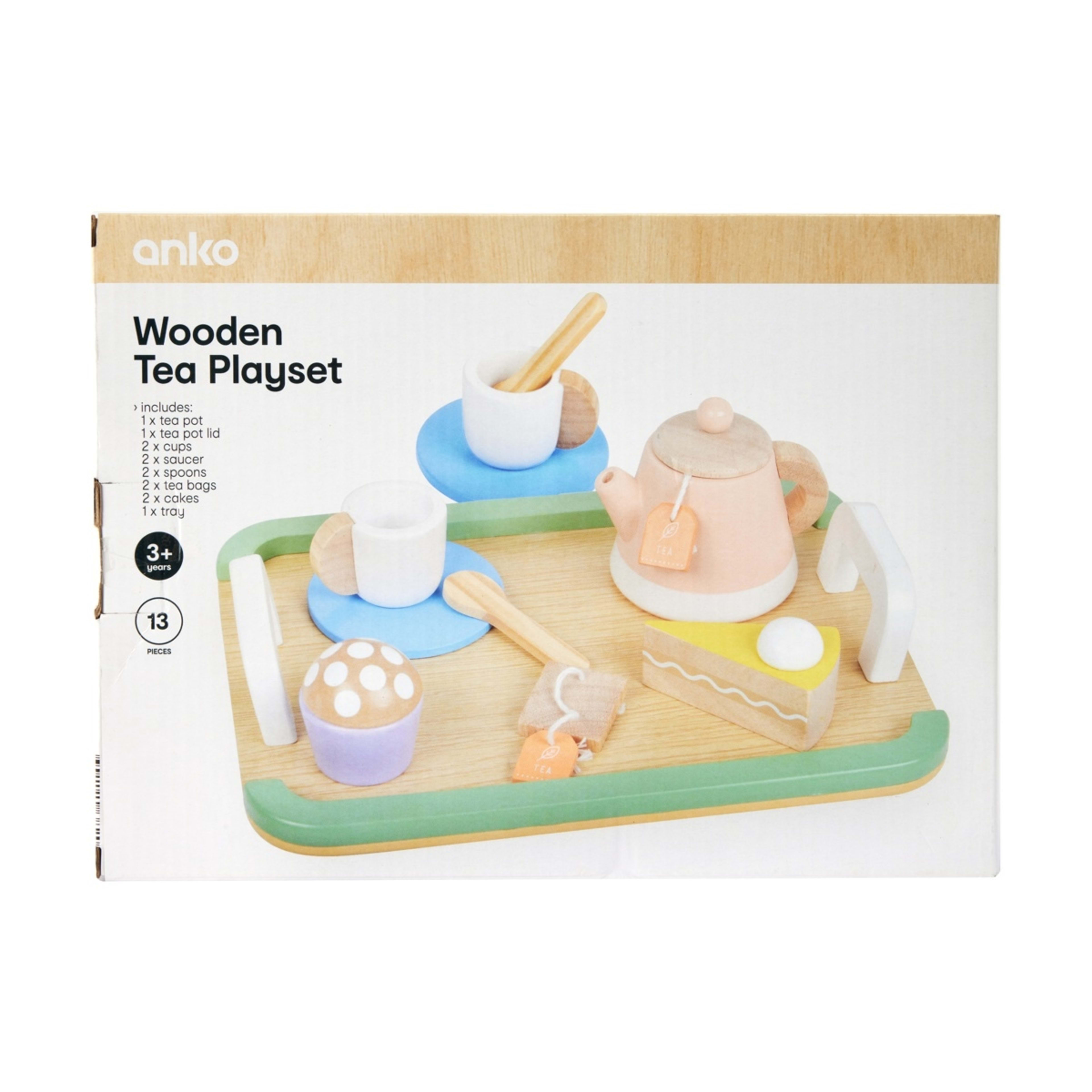 13 Piece Wooden Tea Playset - Kmart NZ