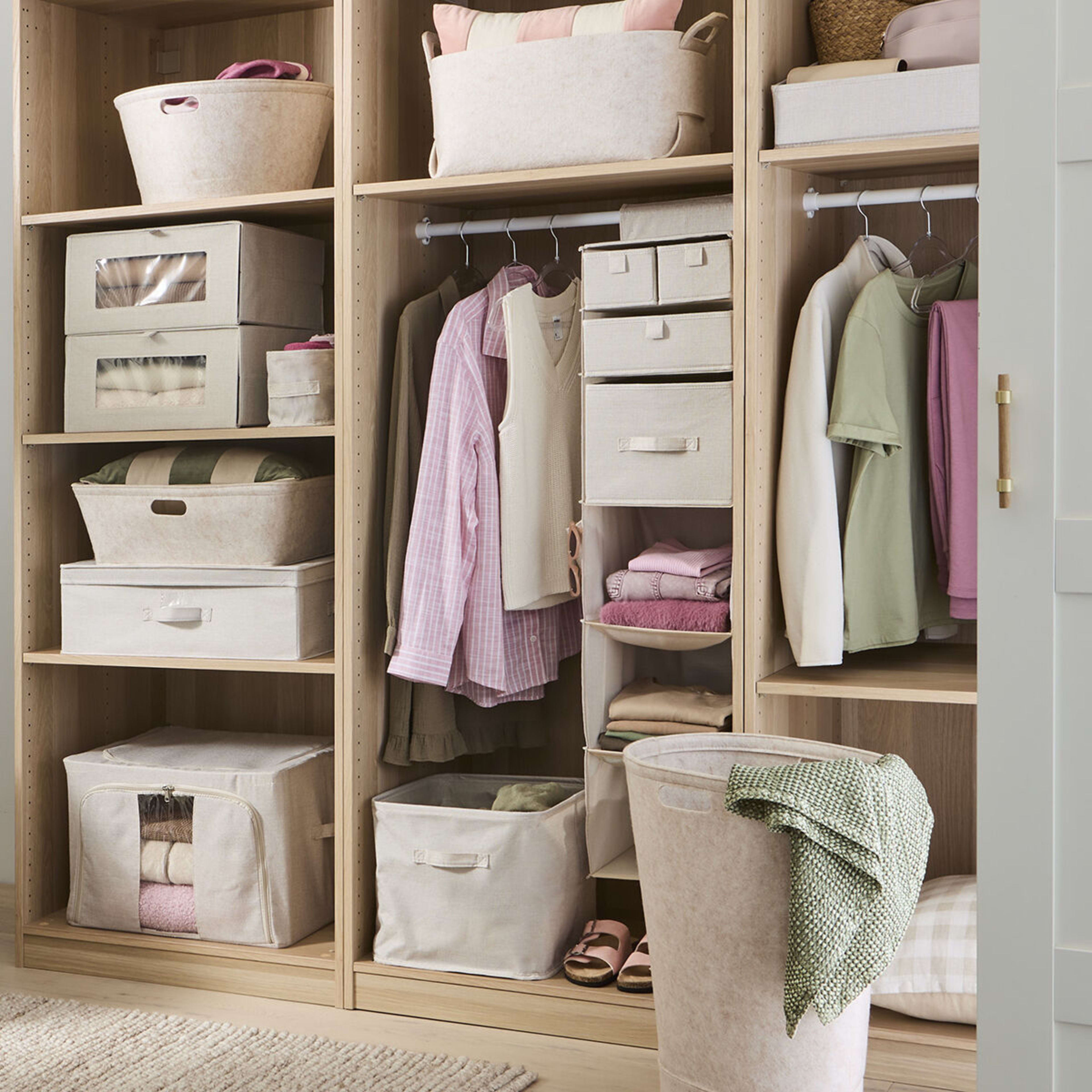 Linen Look Clothing Storage Box - Beige - Kmart