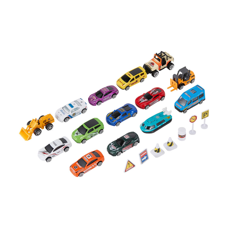 22 Piece Diecast Cars and Play Mat Set - Kmart