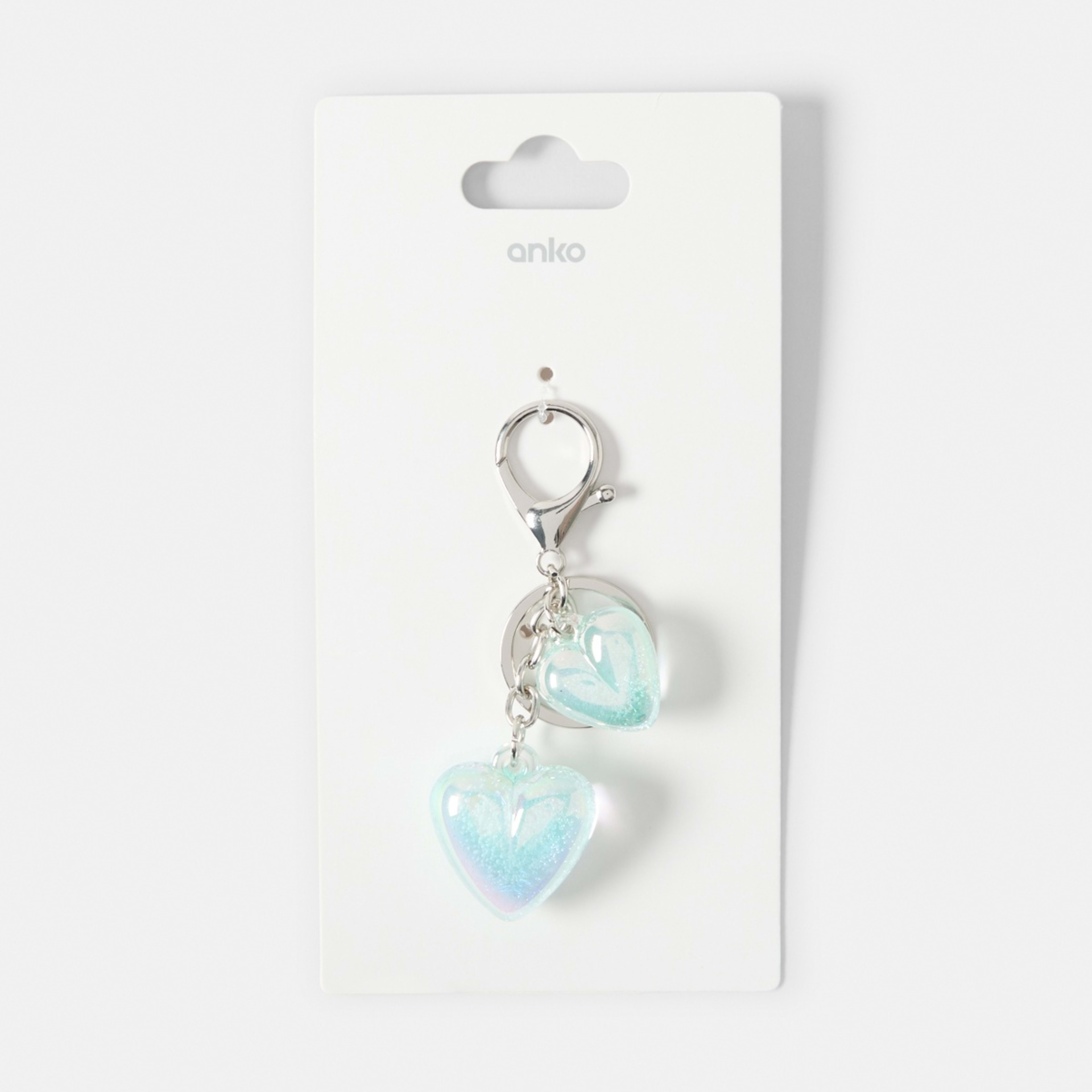 Heart Keyring - Blue and Silver Tone - Kmart