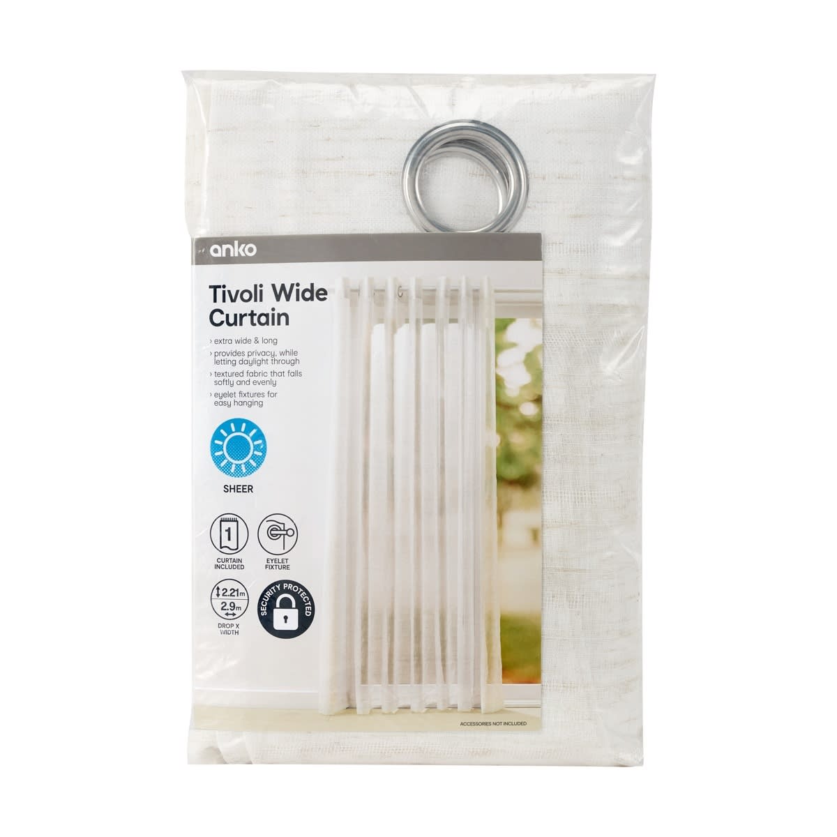 Tivoli Wide Curtain - White - Kmart