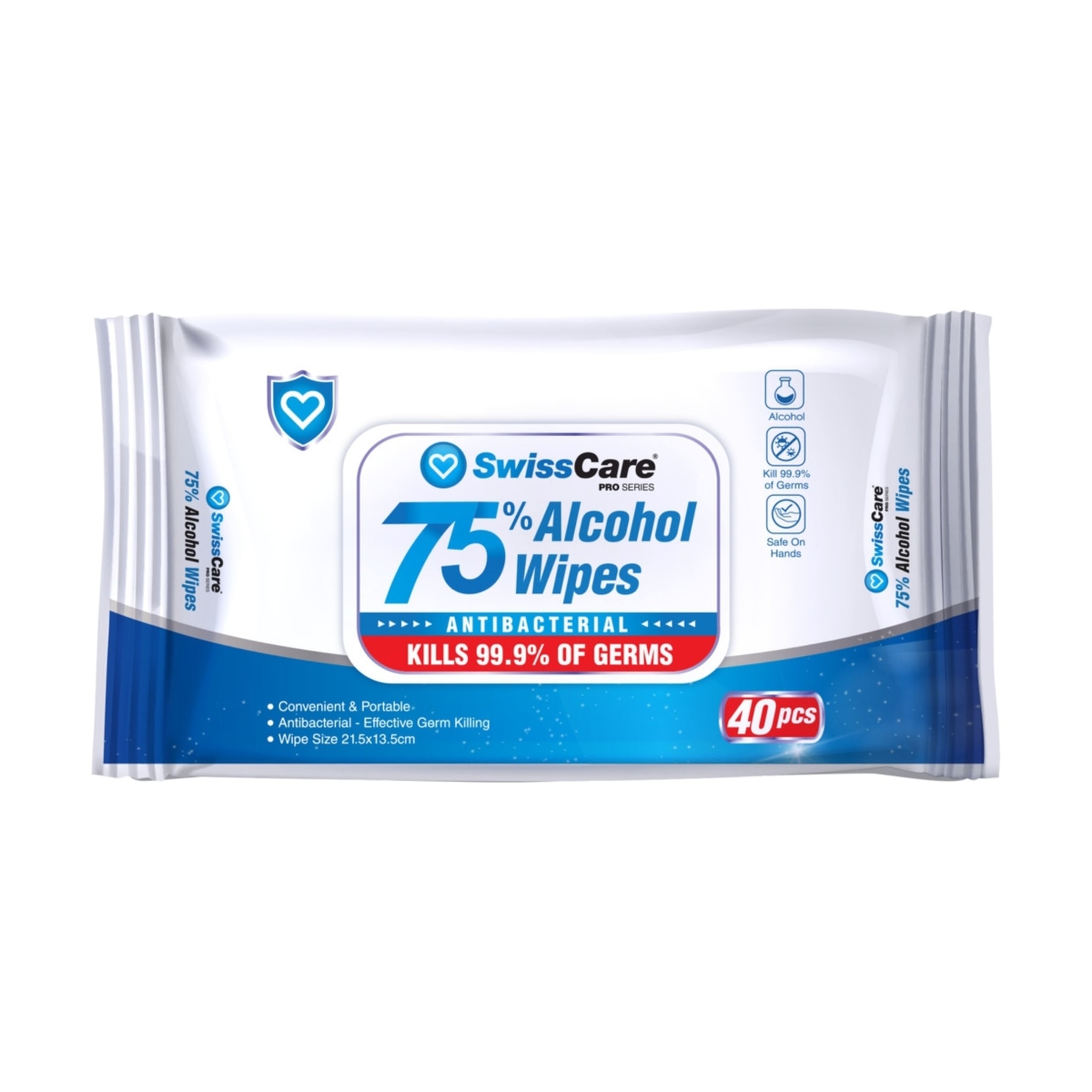 SwissCare 40 Pack Antibacterial Wipes - Kmart