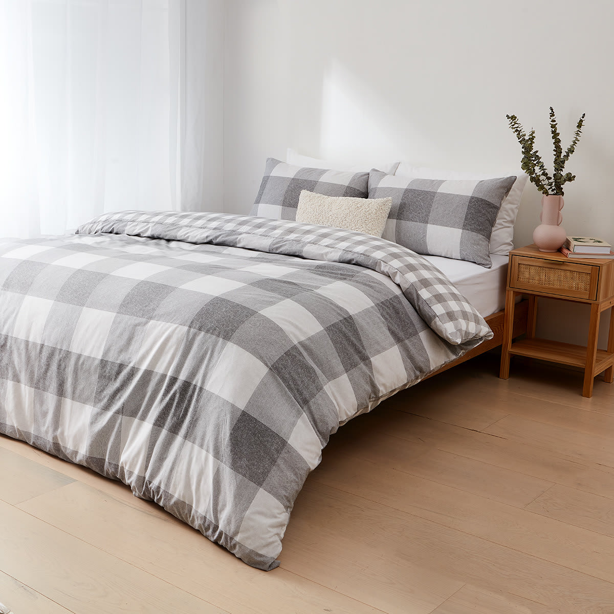 Asher Cotton Rich Reversible Quilt Cover Set - King Bed - Kmart