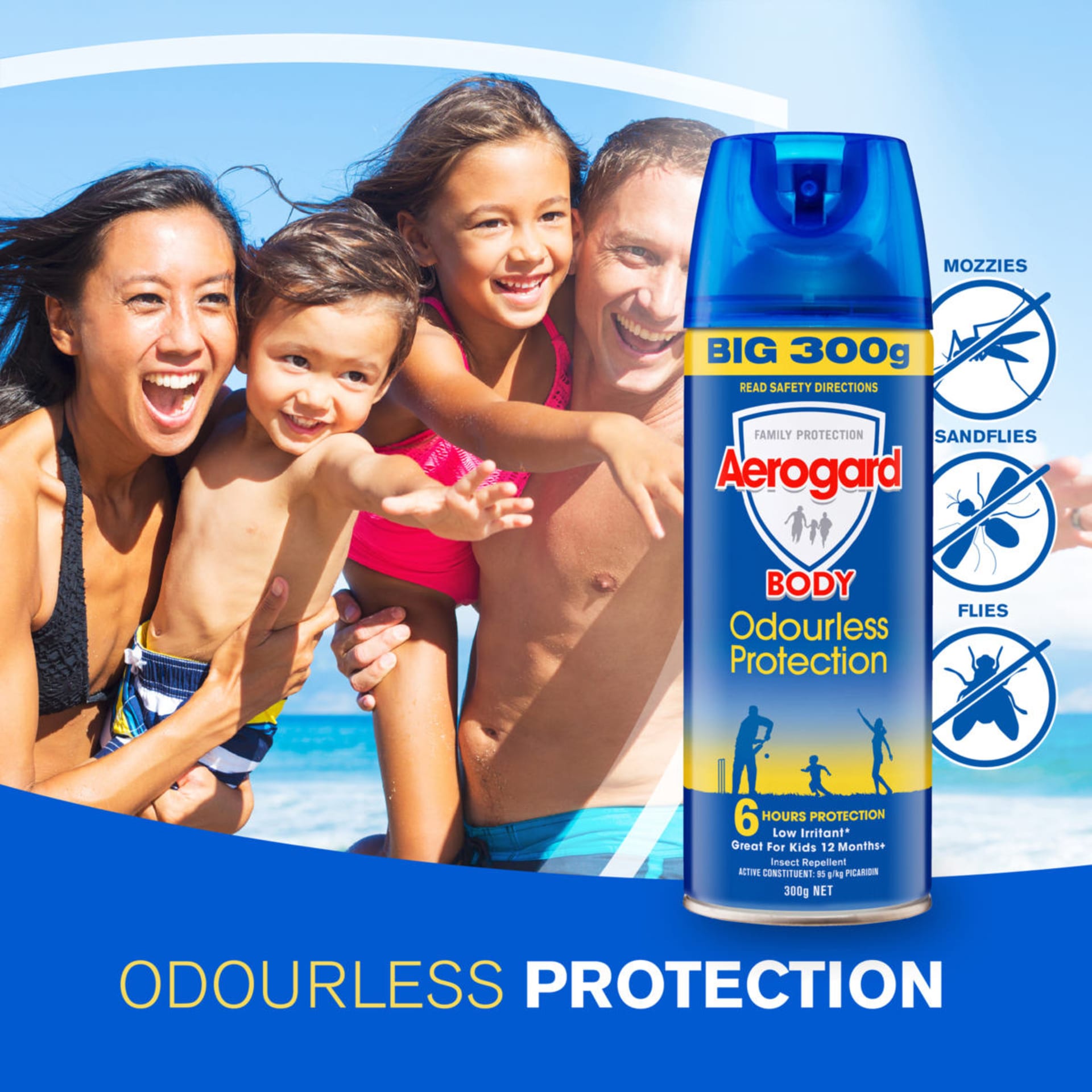 Aerogard Body Odourless Protection Insect Repellent Aerosol Spray 300g ...