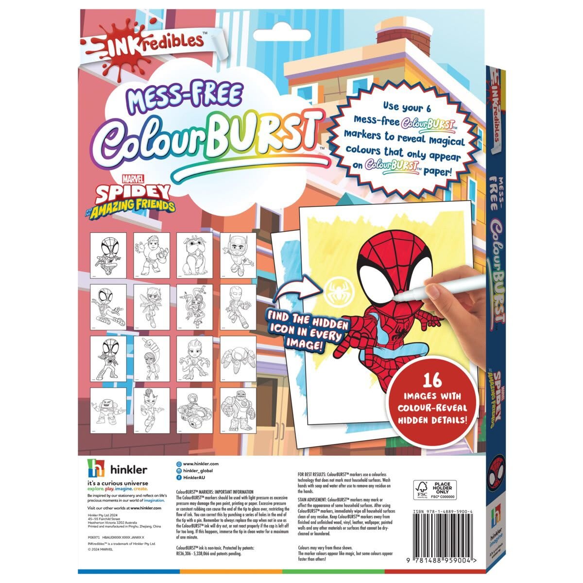 INKredibles Disney Junior Marvel Spidey and his Amazing Friends Mess-Free ColourBurst Activity ...