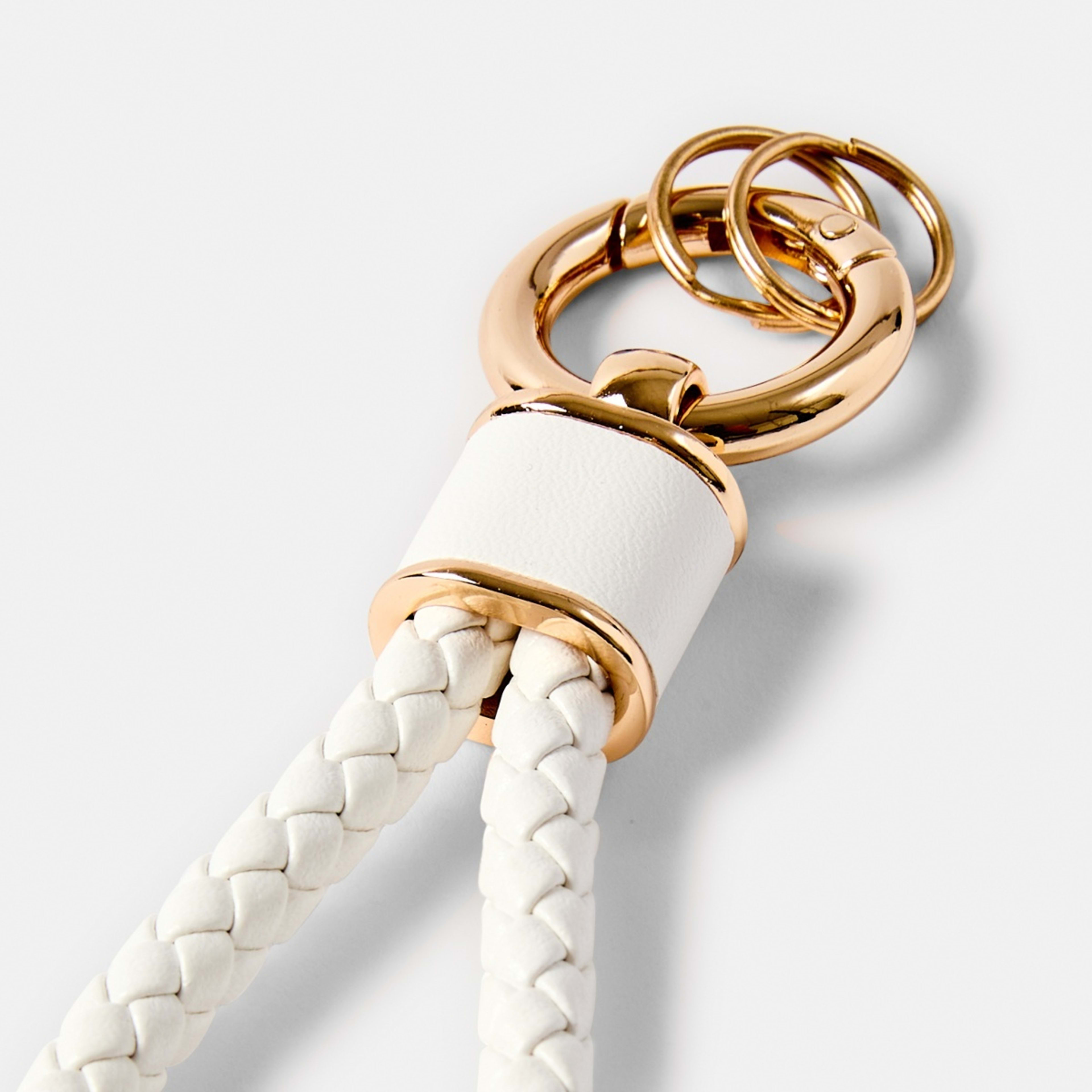 PU Loop Keyring - Gold Tone and White - Kmart