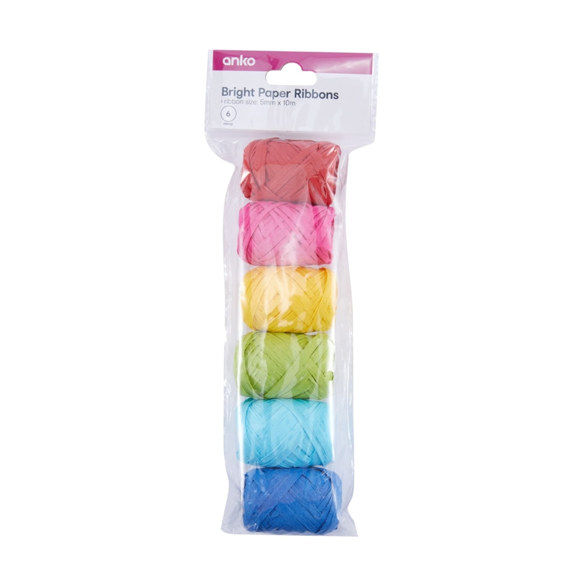 6 Piece Paper Ribbons - Bright - Kmart