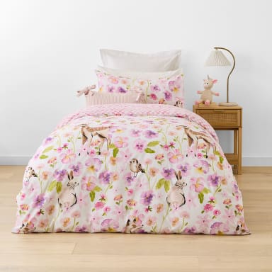Fawn Cotton Rich Reversible Quilt Cover Set - Single Bed - Kmart