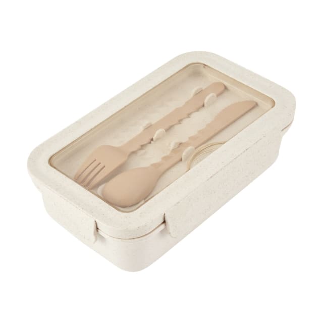 Oatmeal Wheat Straw Lunch Box with Cutlery - Kmart NZ