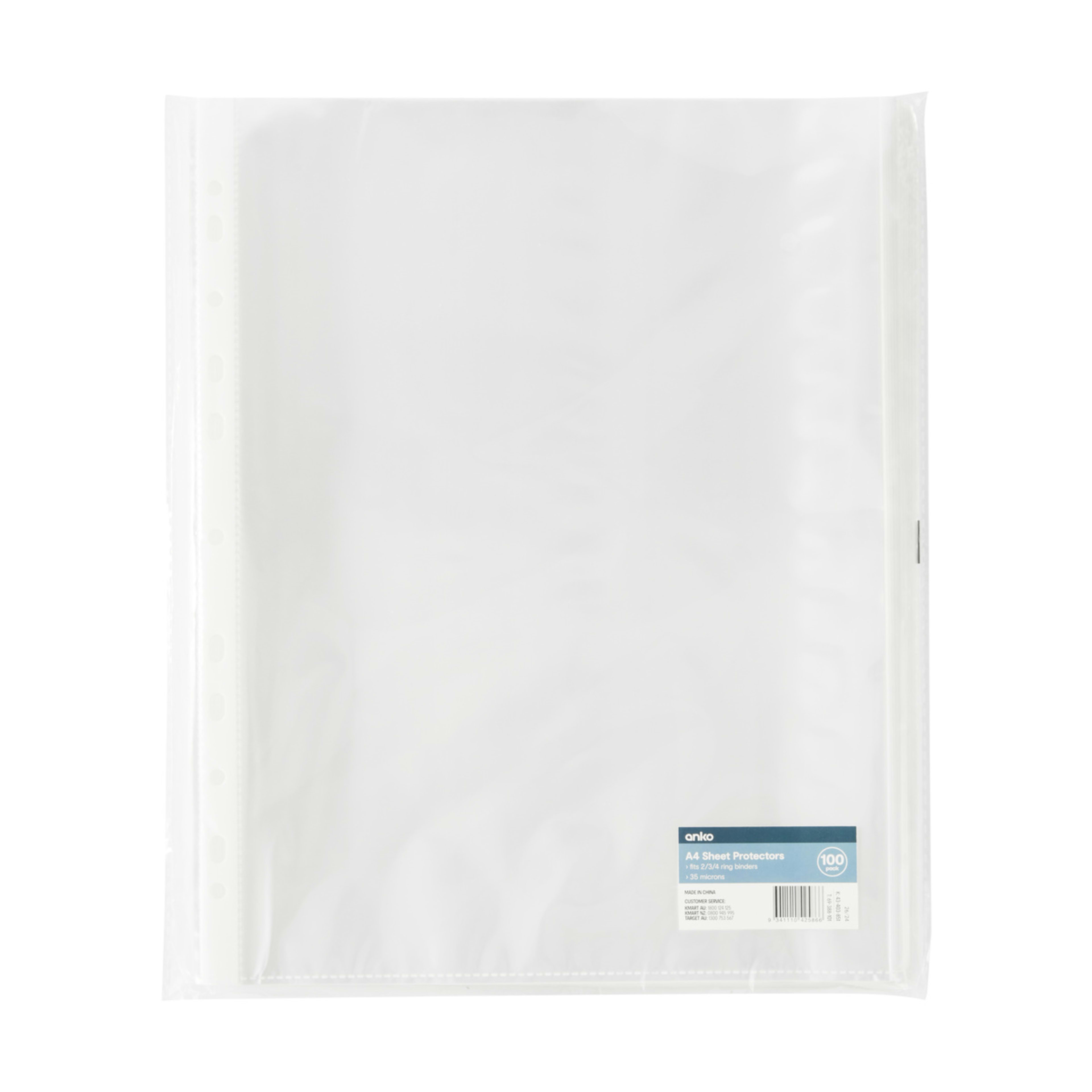 100 Pack A4 Sheet Protectors - Clear - Kmart