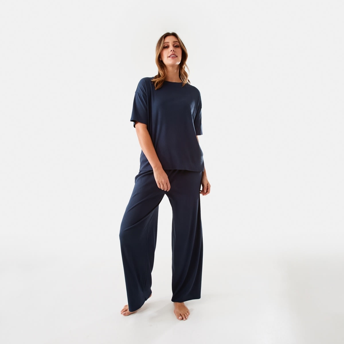 Short Sleeve Top and Pants Rib Pyjama Set