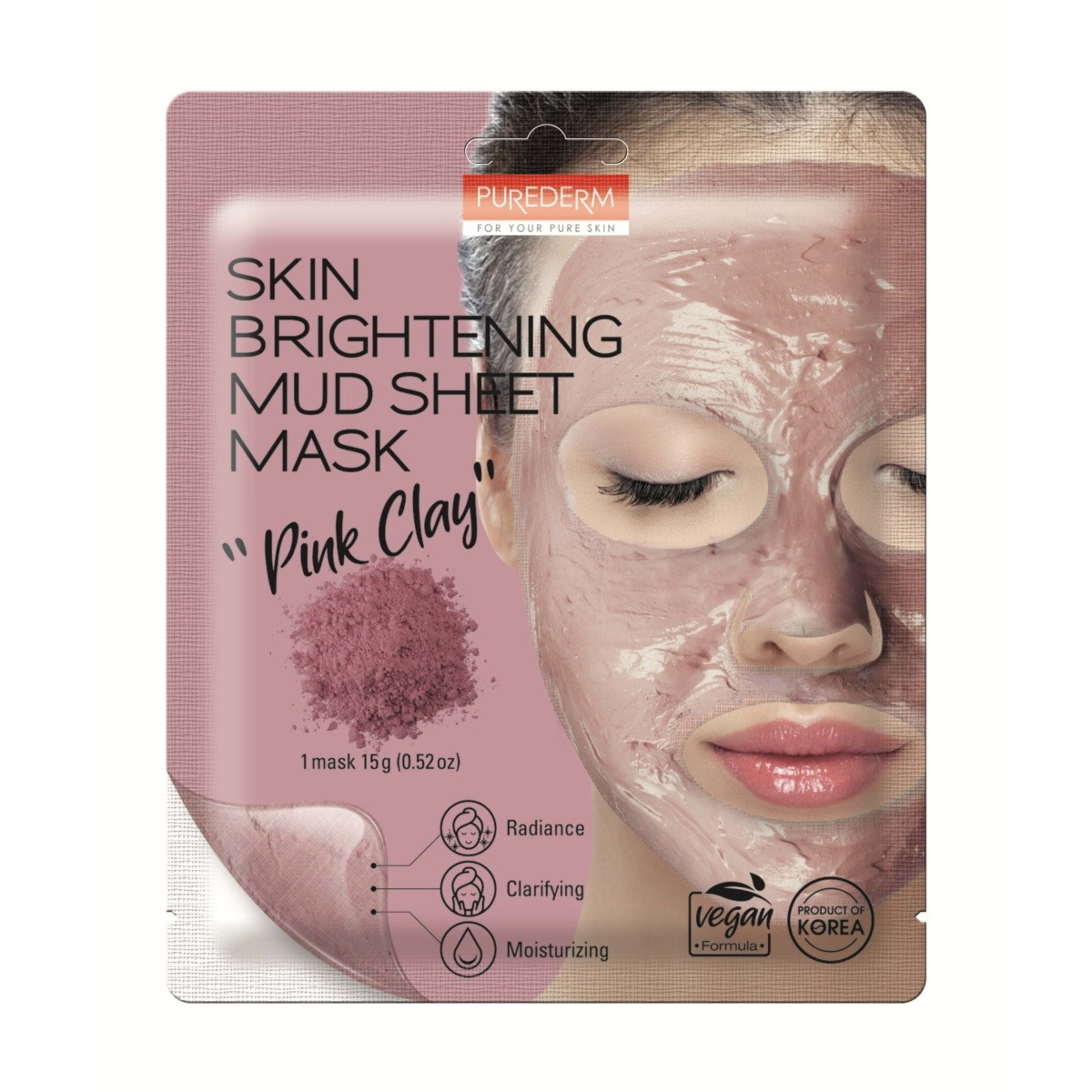 Purederm Skin Brightening Mud Sheet Mask 15g - Pink Clay - Kmart