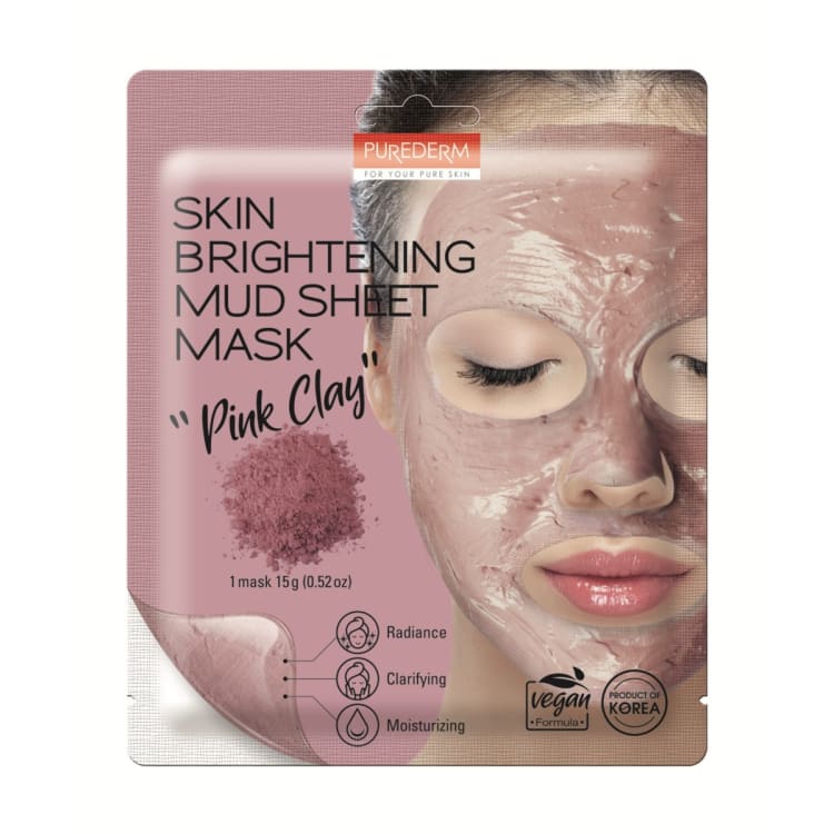 Purederm Skin Brightening Mud Sheet Mask 15g - Pink Clay - Kmart