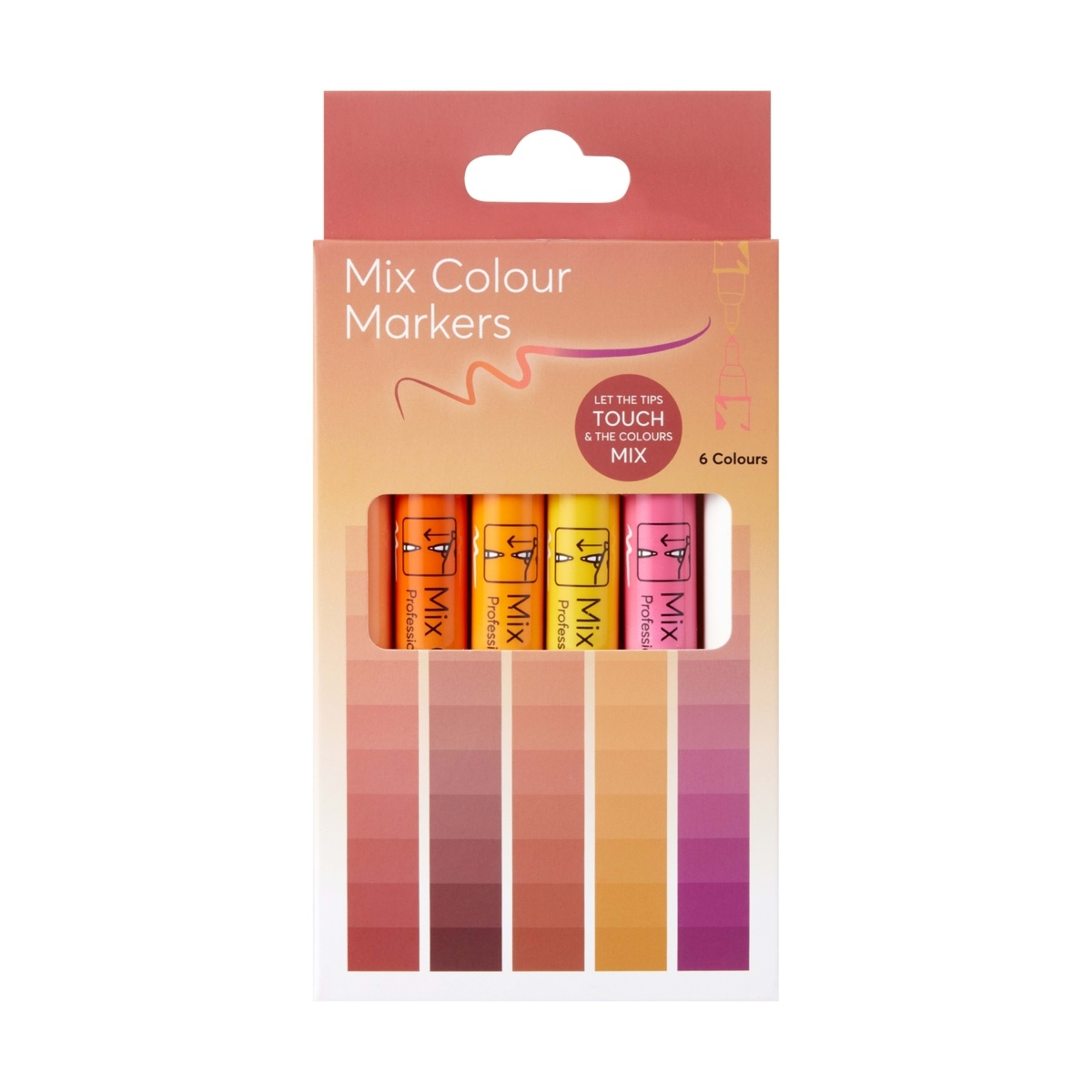 6 Pack Mix Colour Markers - Sunset - Kmart