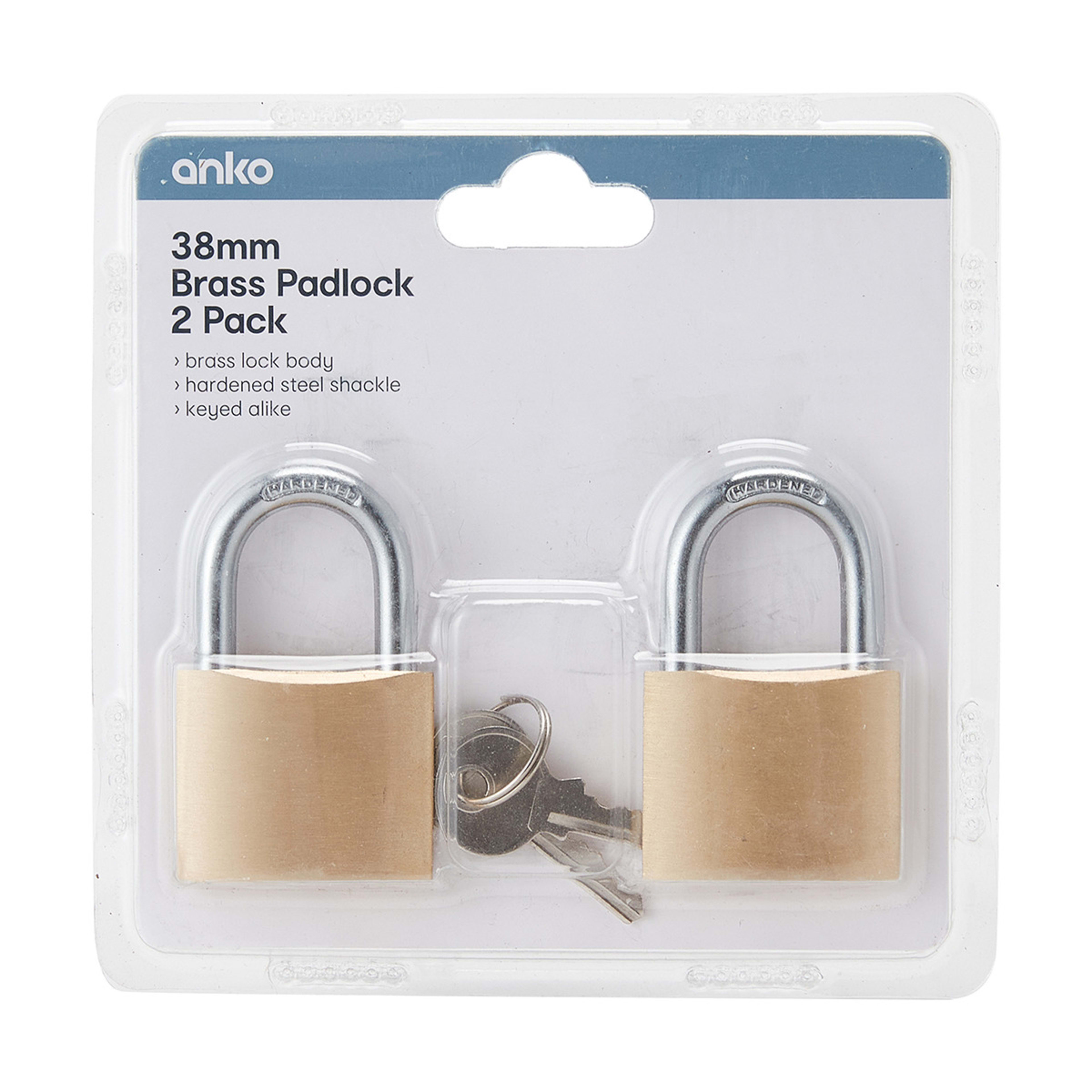 2 Pack 38mm Brass Padlock - Kmart