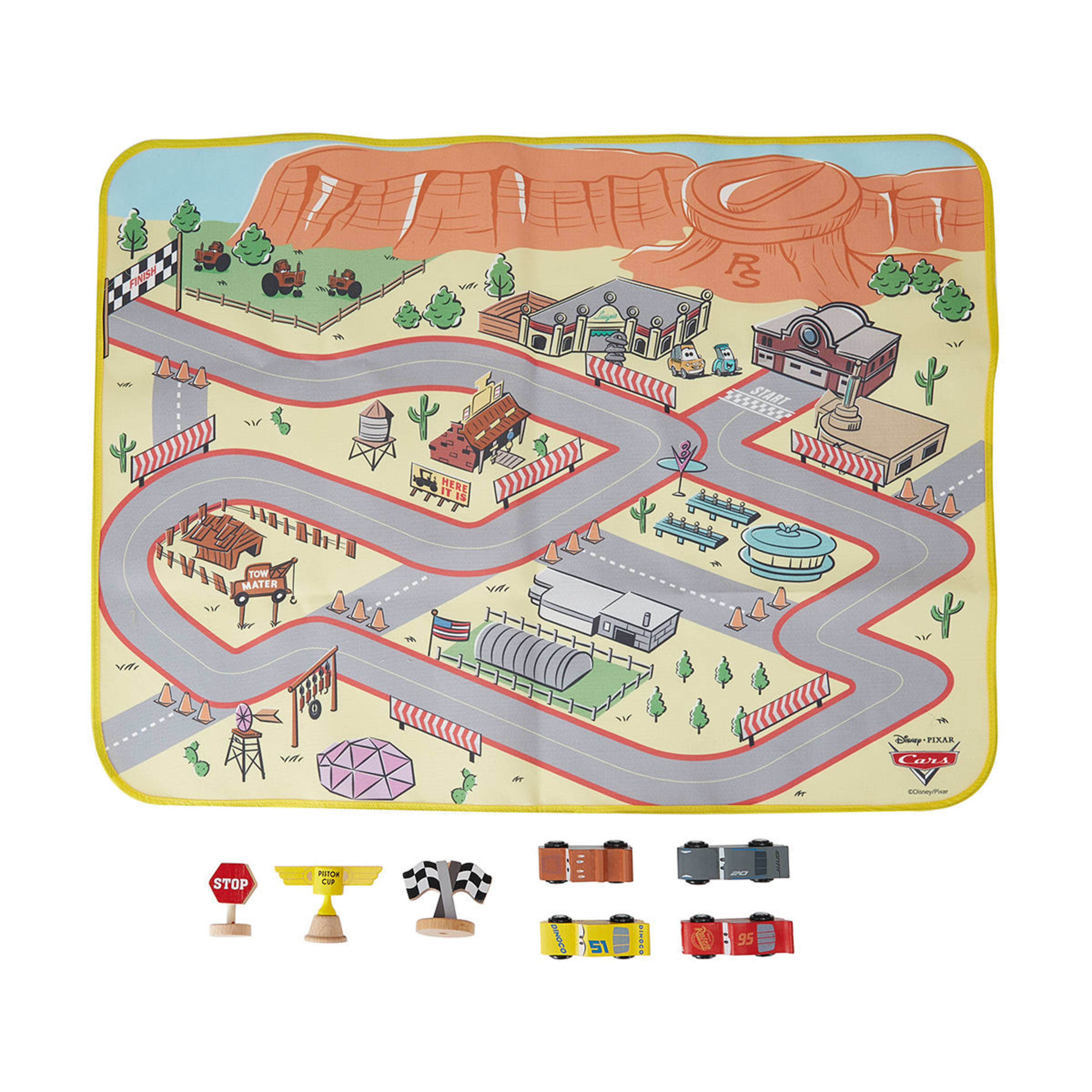 8 Piece Disney Pixar Cars Wooden Playmat Set - Kmart