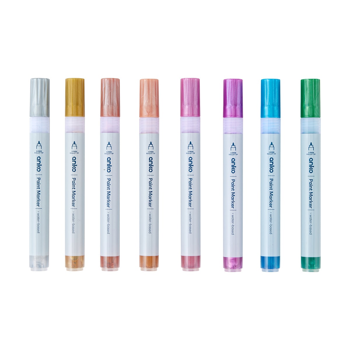 8 Pack Acrylic Paint Markers - Metallic - Kmart
