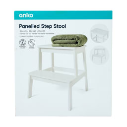 Panelled Step Stool - White - Kmart