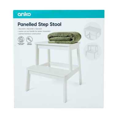 Panelled Step Stool - White - Kmart