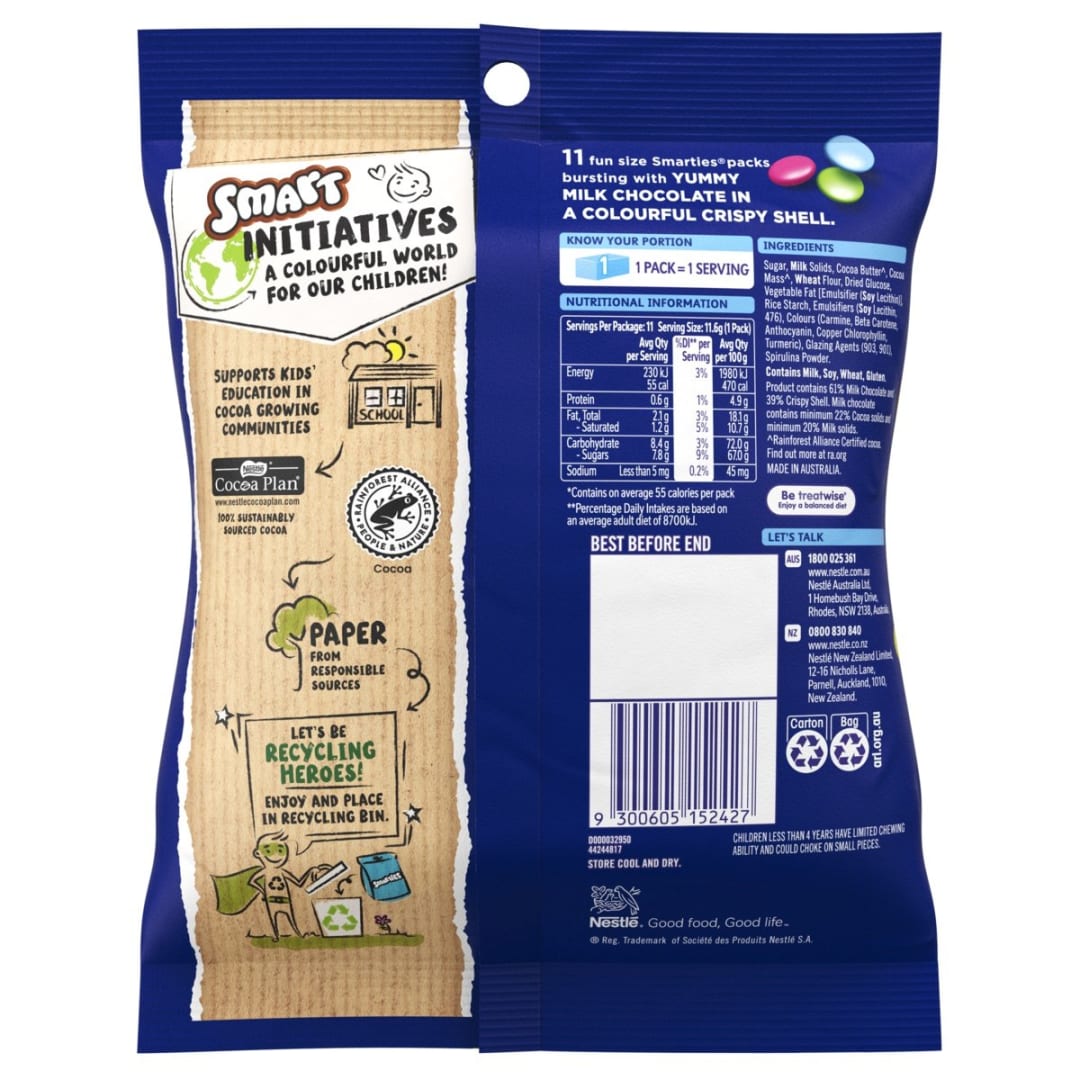 11 Pack Nestle Smarties Chocolate Fun Pack Bag 127g - Kmart